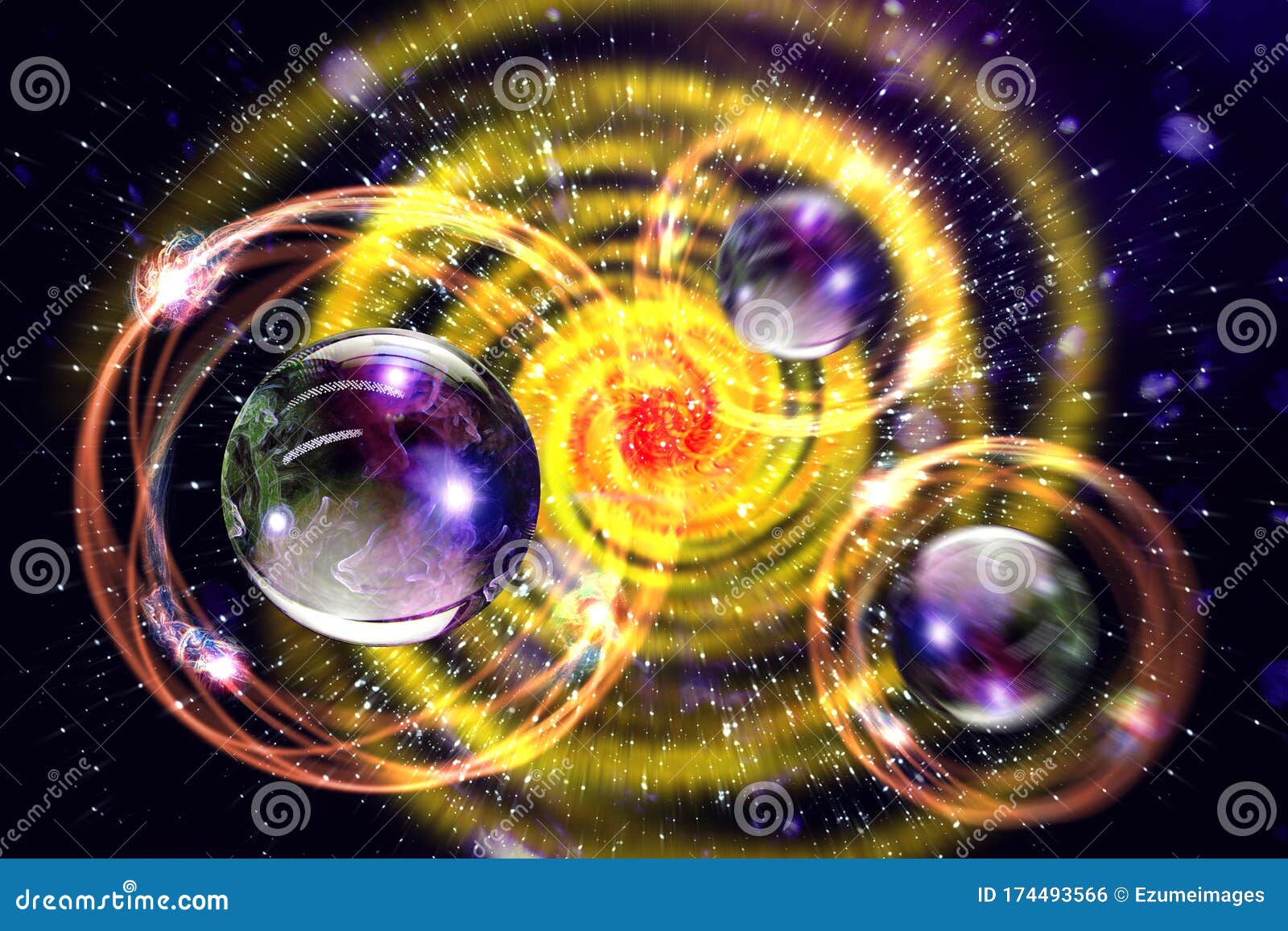 Atomic Particle 3D Illustration Stock Illustration - Illustration of ...