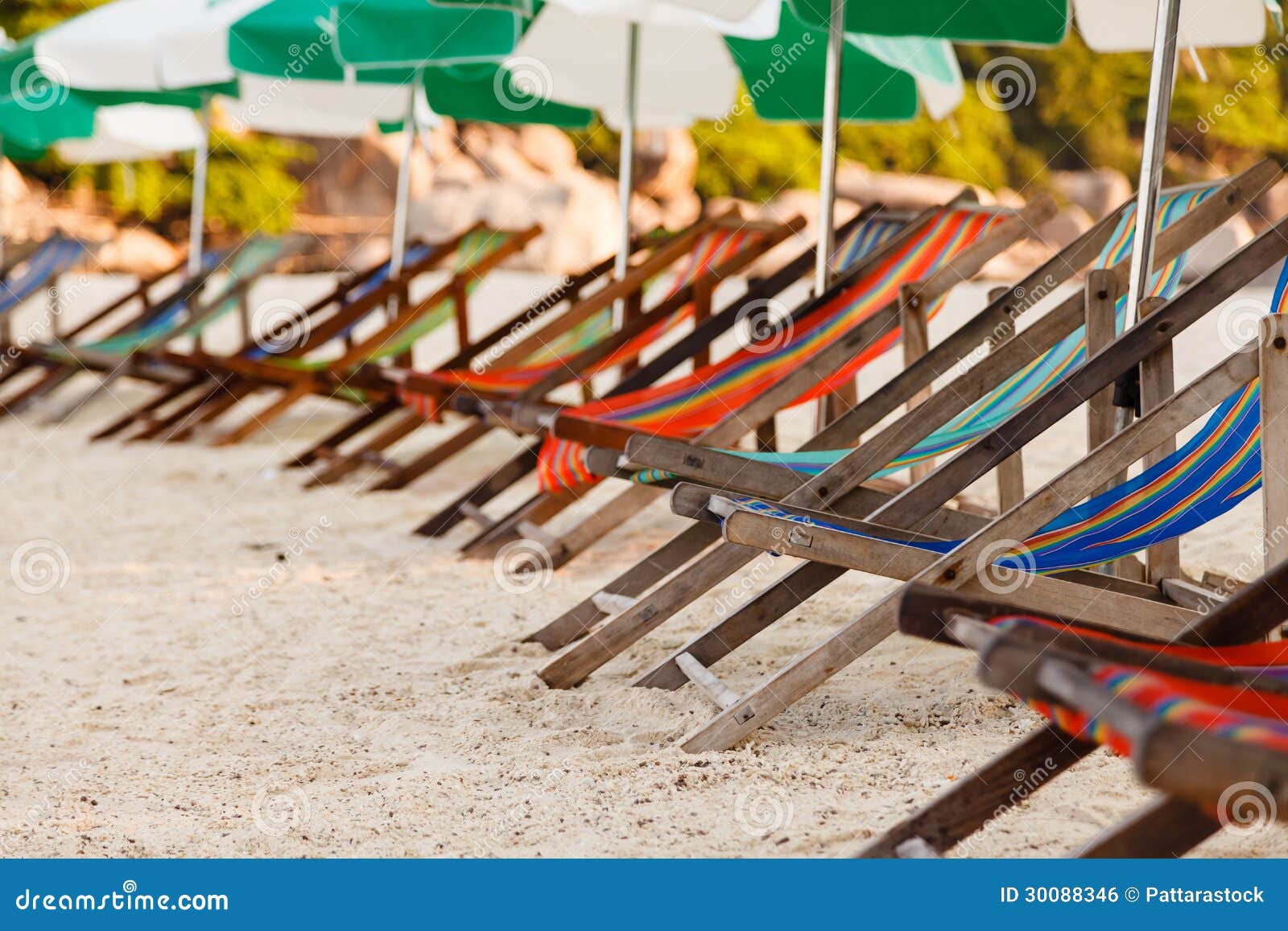 Close Up of Colorful Beach Chairs on the Beach Stock Photo - Image of ...
