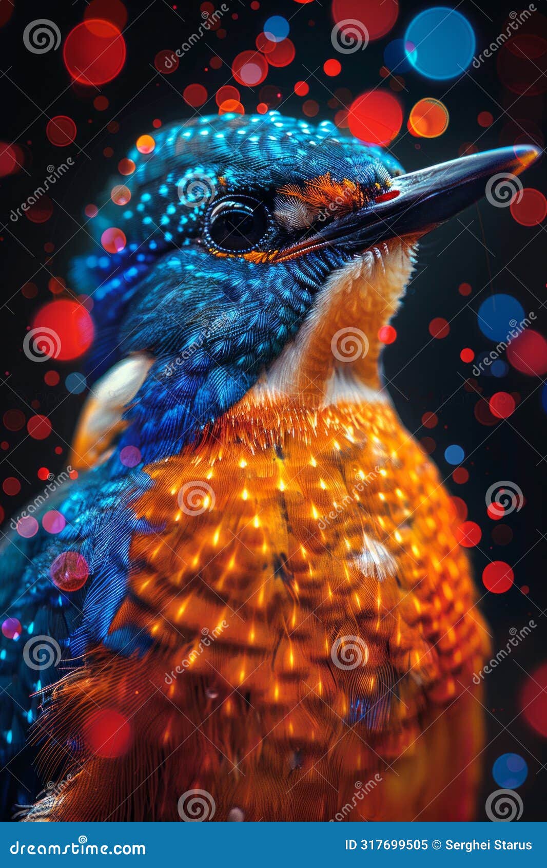 A Close Up of a Colorful Bird with Dots on it, AI Stock Image - Image ...