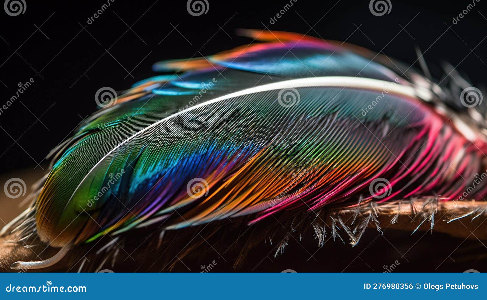 A Close Up of a Colorful Bird S Feathers on a Stick Stock Illustration ...