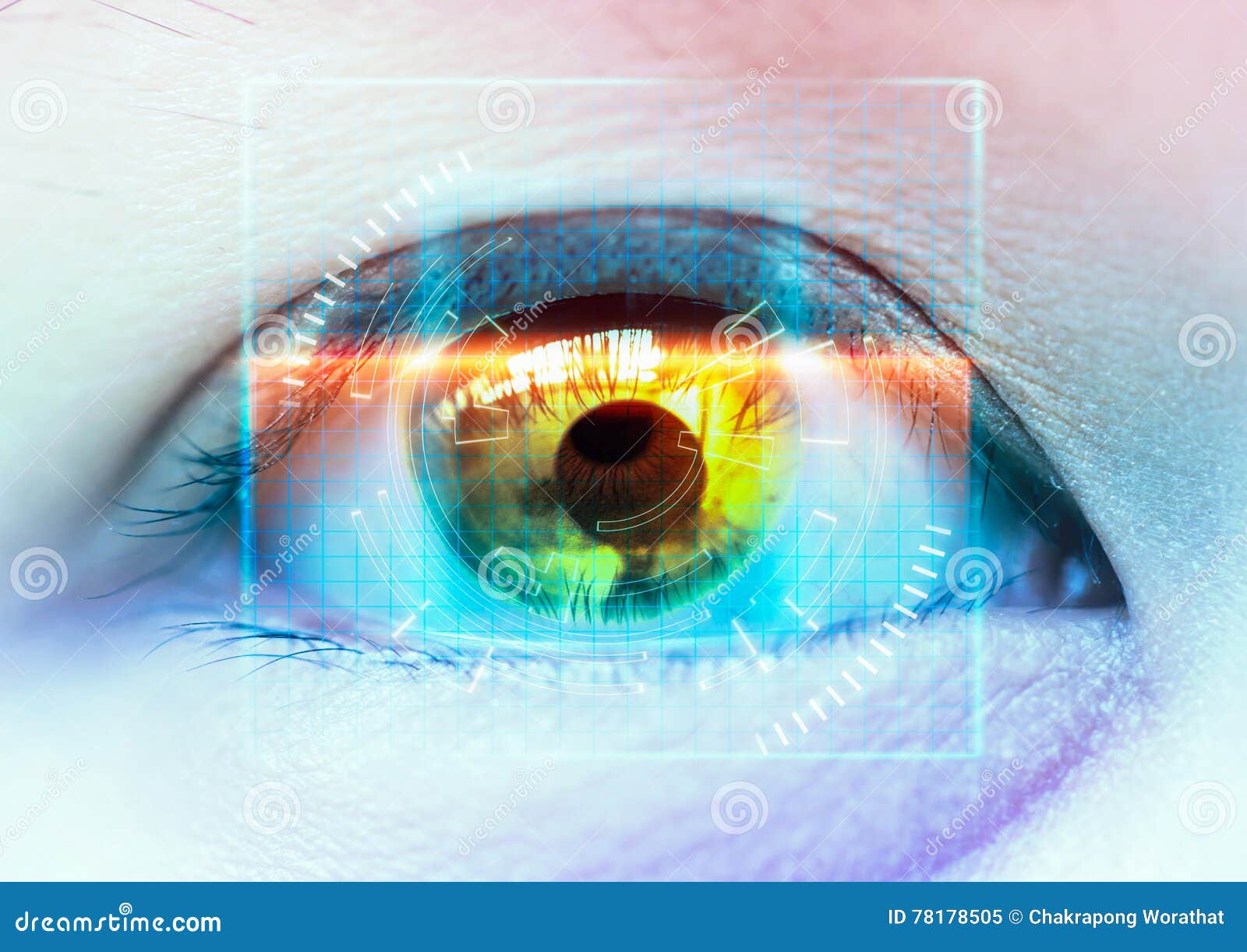 Close-up of Colorful Eye. Futuristic Scan Stock Image - Image of ...