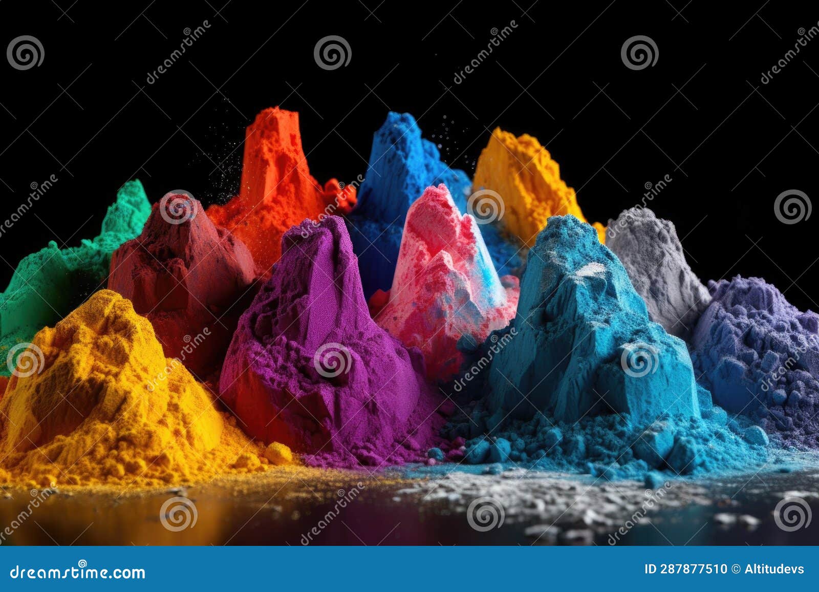 Close-up of Colorful Firework Powder Mixtures Stock Illustration ...