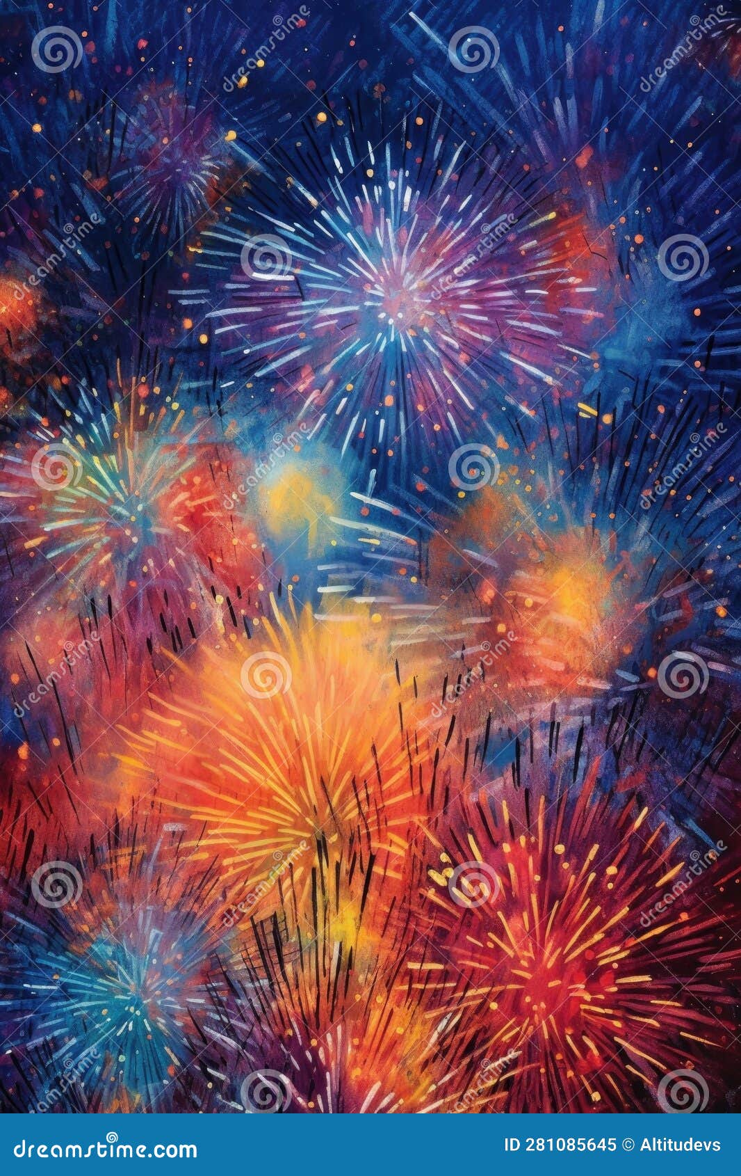 Close-up of Colorful Fireworks in Night Sky Stock Image - Image of ...