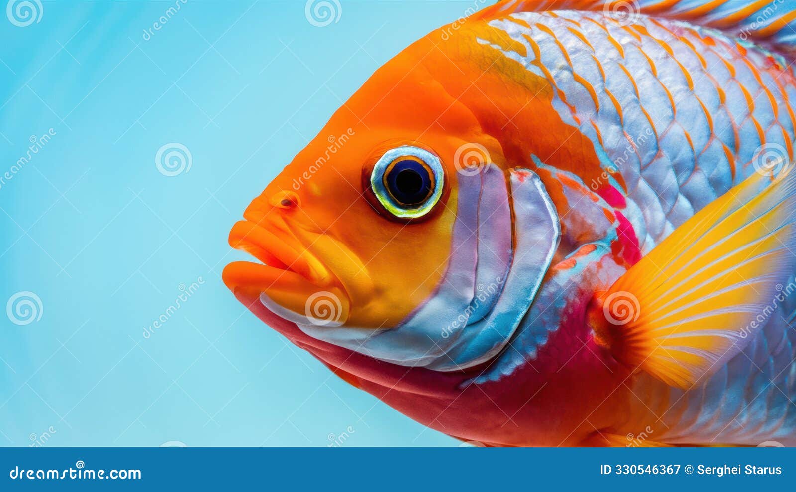 A Close Up of a Colorful Fish with Bright Blue Eyes, AI Stock Image ...