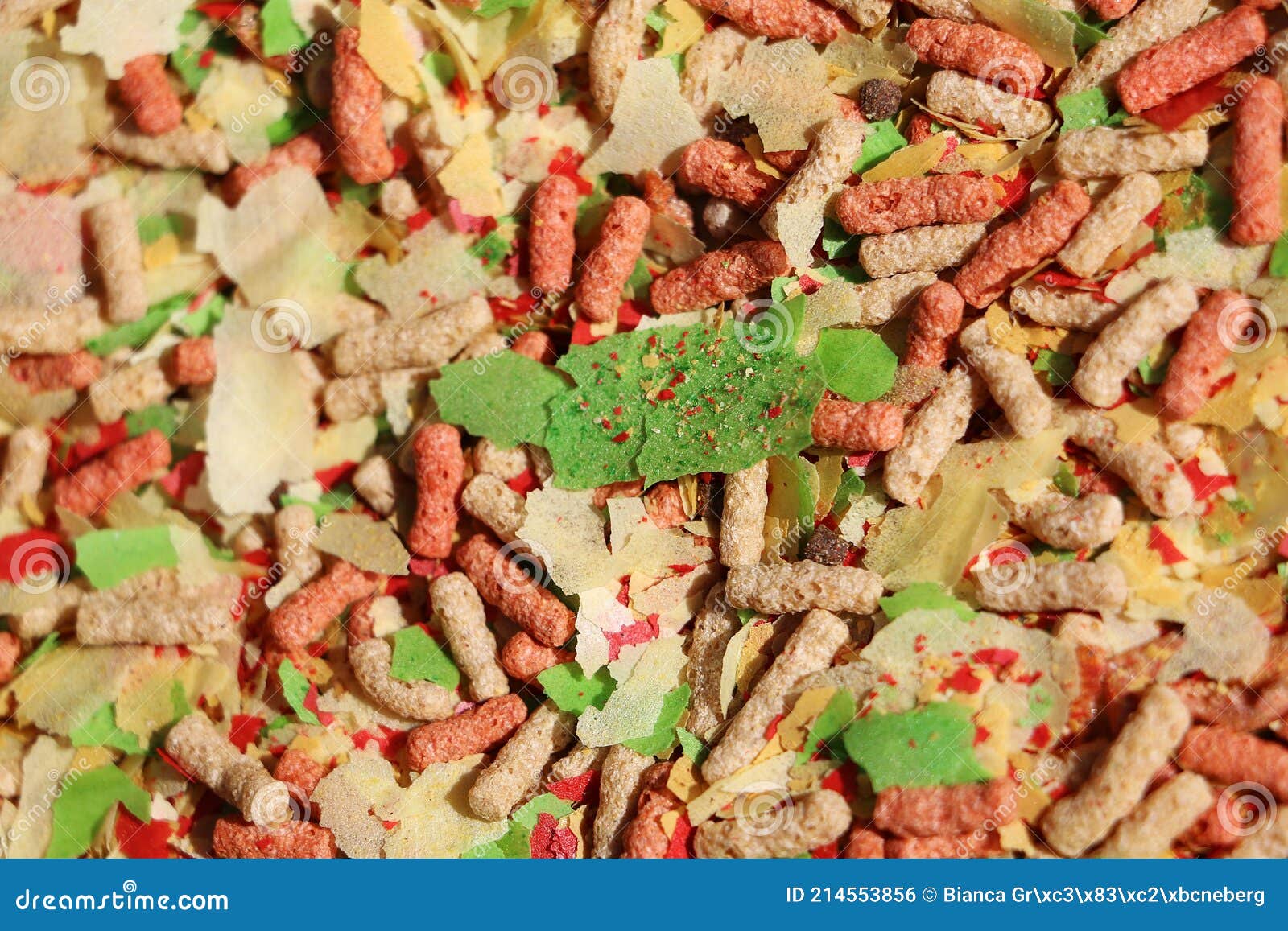 A Close Up of Colorful Fish Feed Stock Photo - Image of animal ...