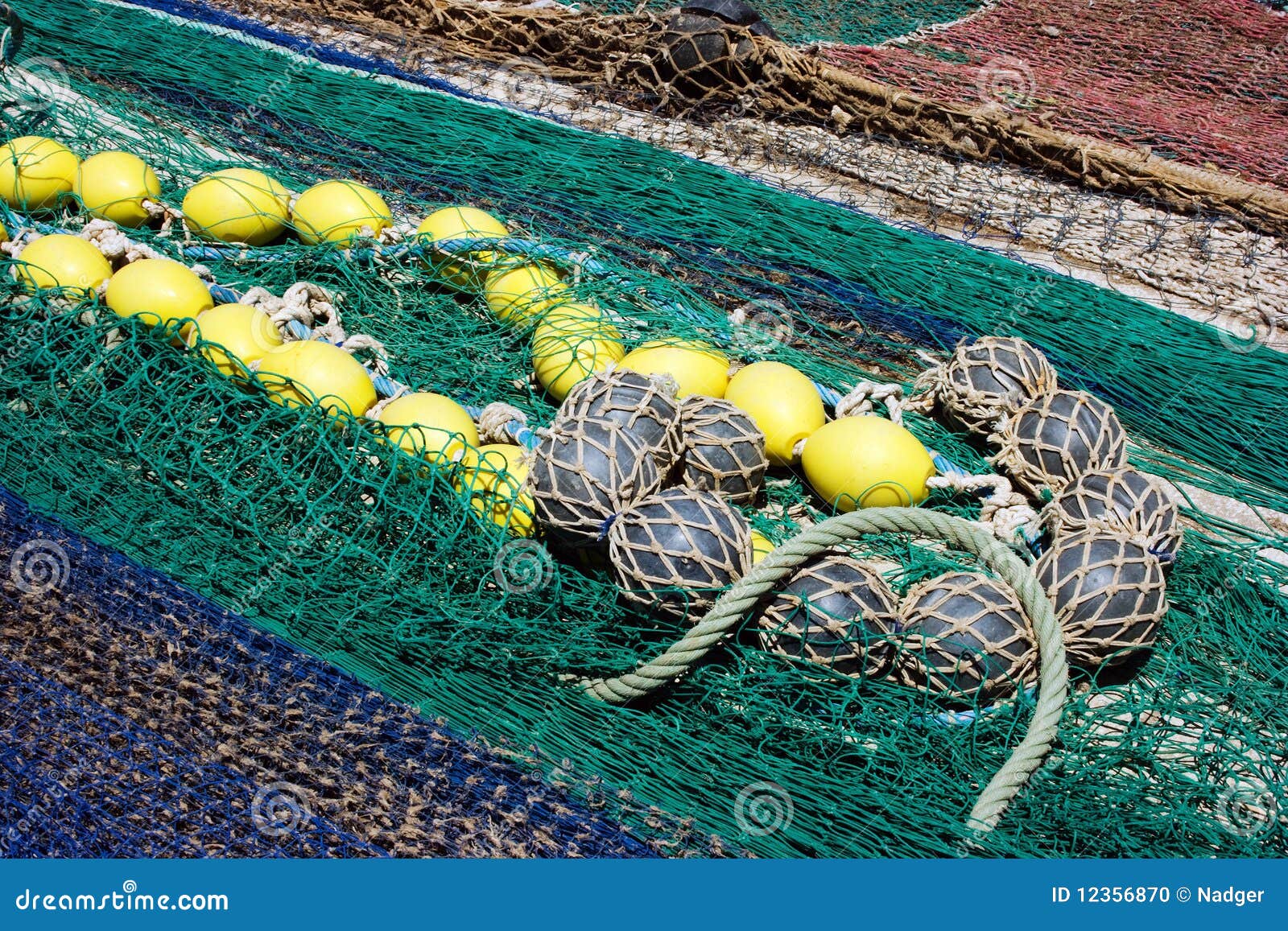 Close-up of Colorful Fishing Nets Stock Photo - Image of nylon, floats ...