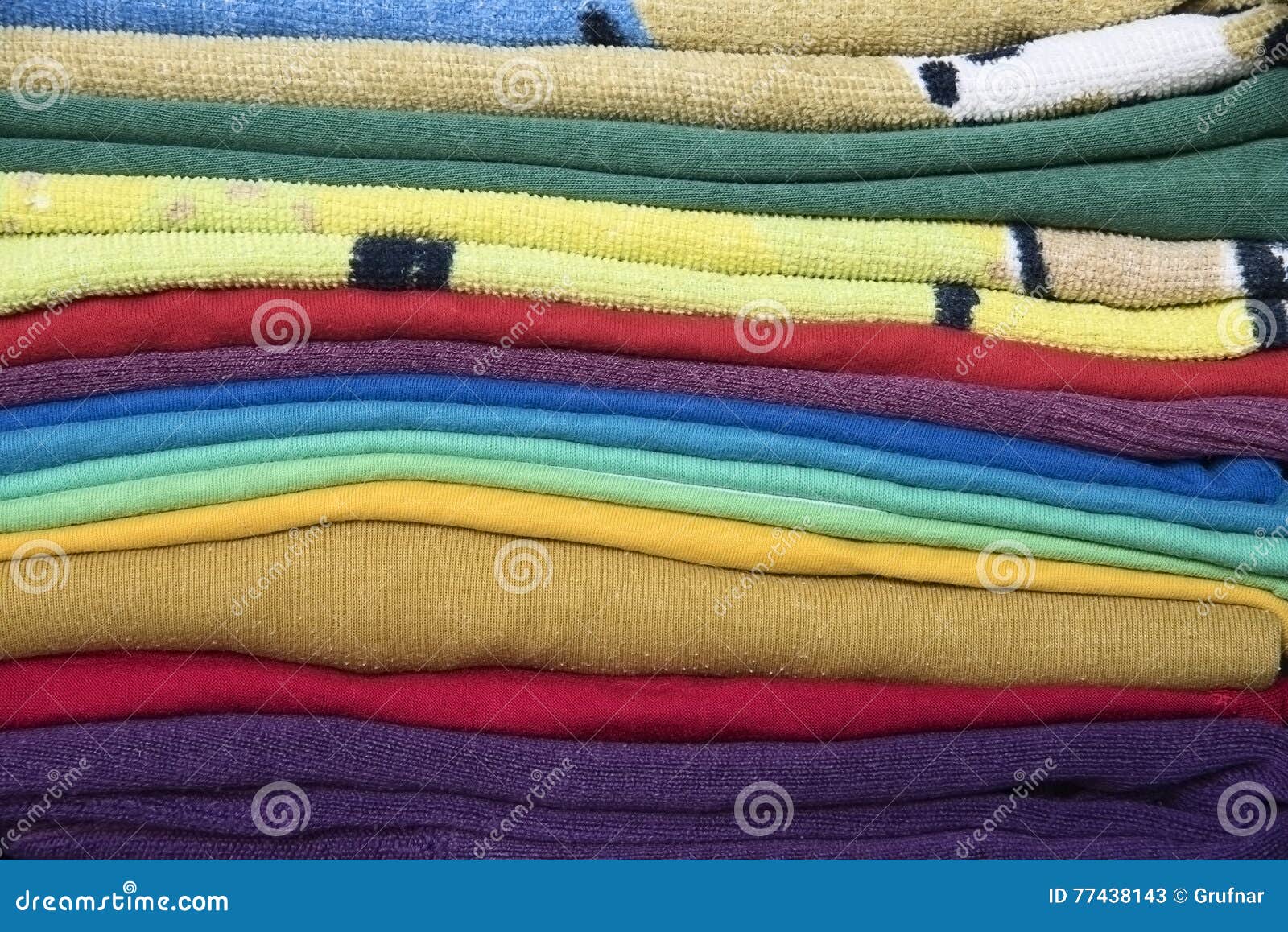 Close Up of Colorful Folded Clothes Stock Image - Image of laundry ...