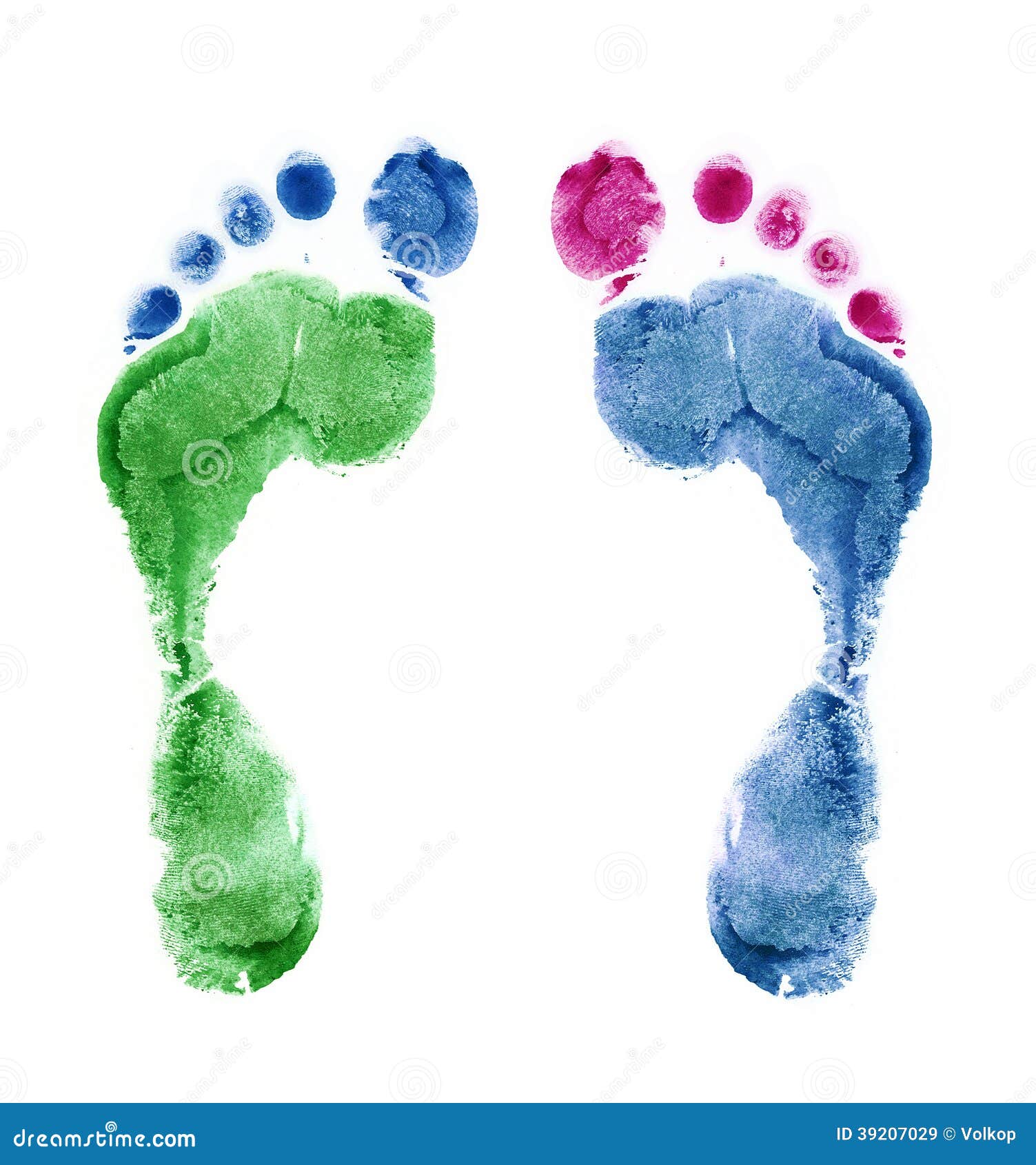 Close Up of Colorful Foot Prints Isolated on White Stock Image - Image ...