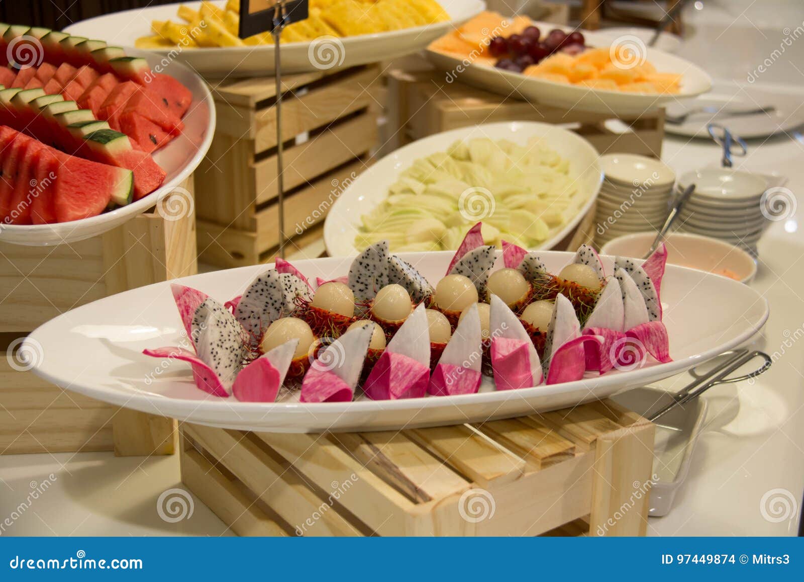 Close Up of a Colorful Fruit in Buffet Stock Photo - Image of pineapple ...