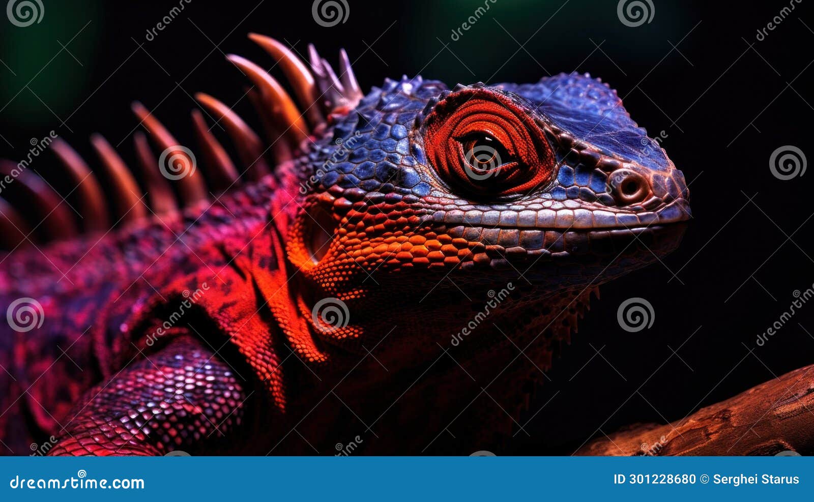 A Close Up of a Colorful Lizard with Bright Red Eyes, AI Stock ...