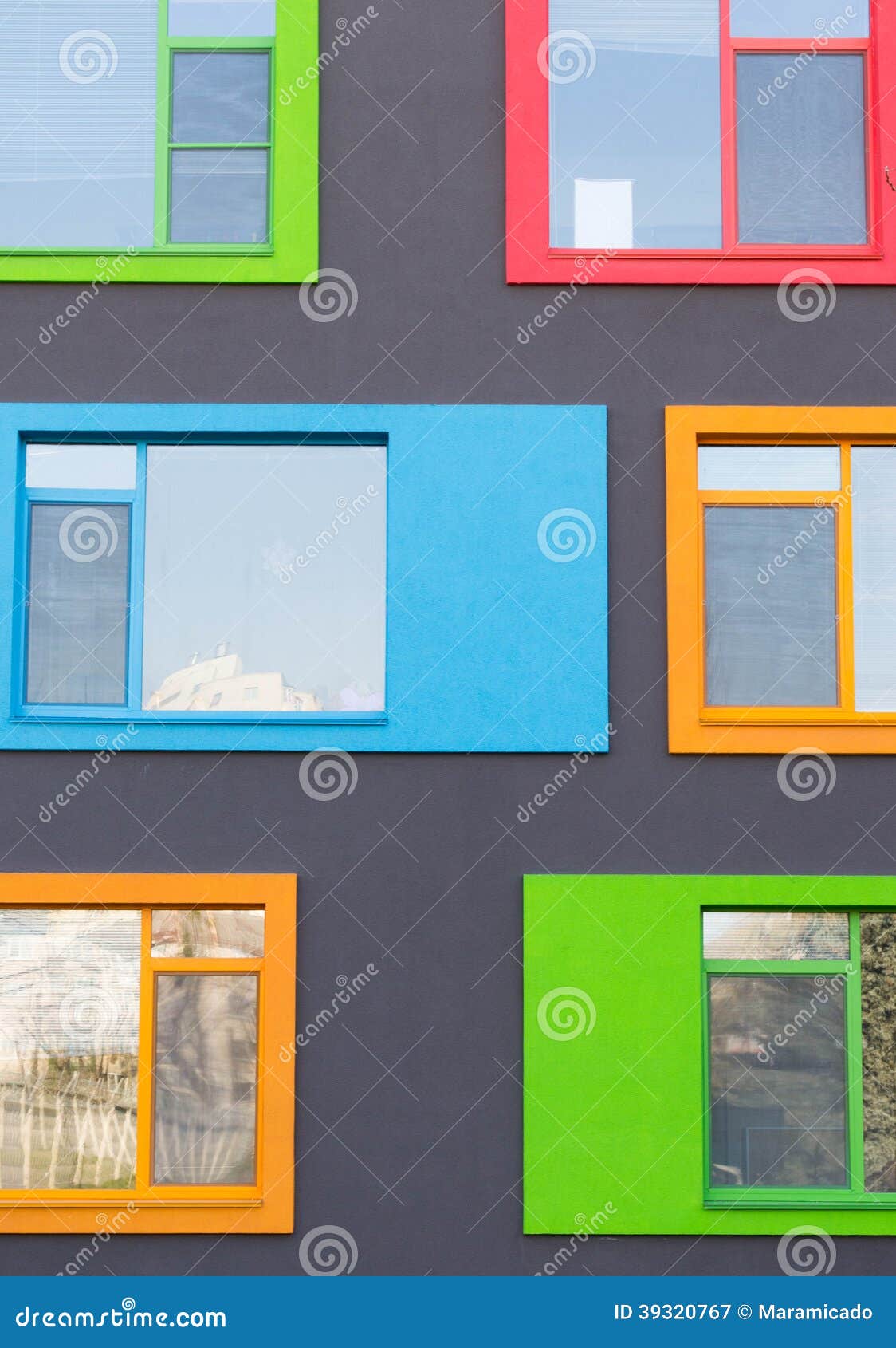 Close Up of Colorful Modern Building Windows Stock Image - Image of ...