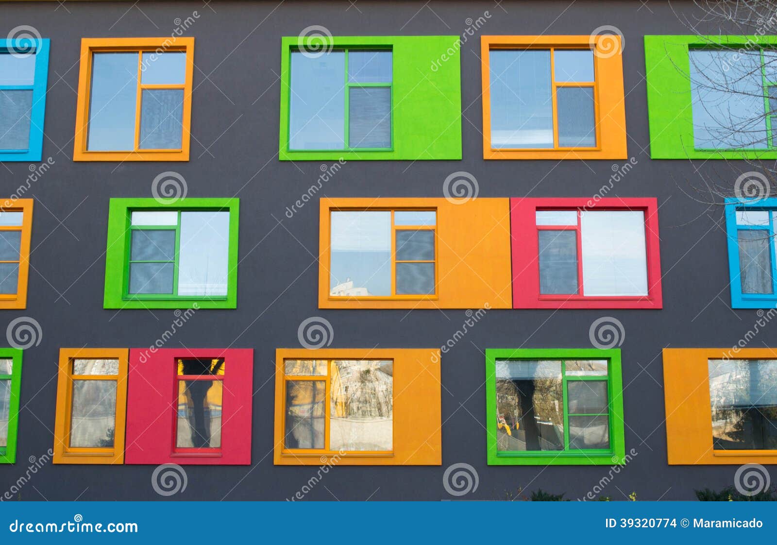 Close Up of Colorful Modern Building Windows Stock Photo - Image of ...
