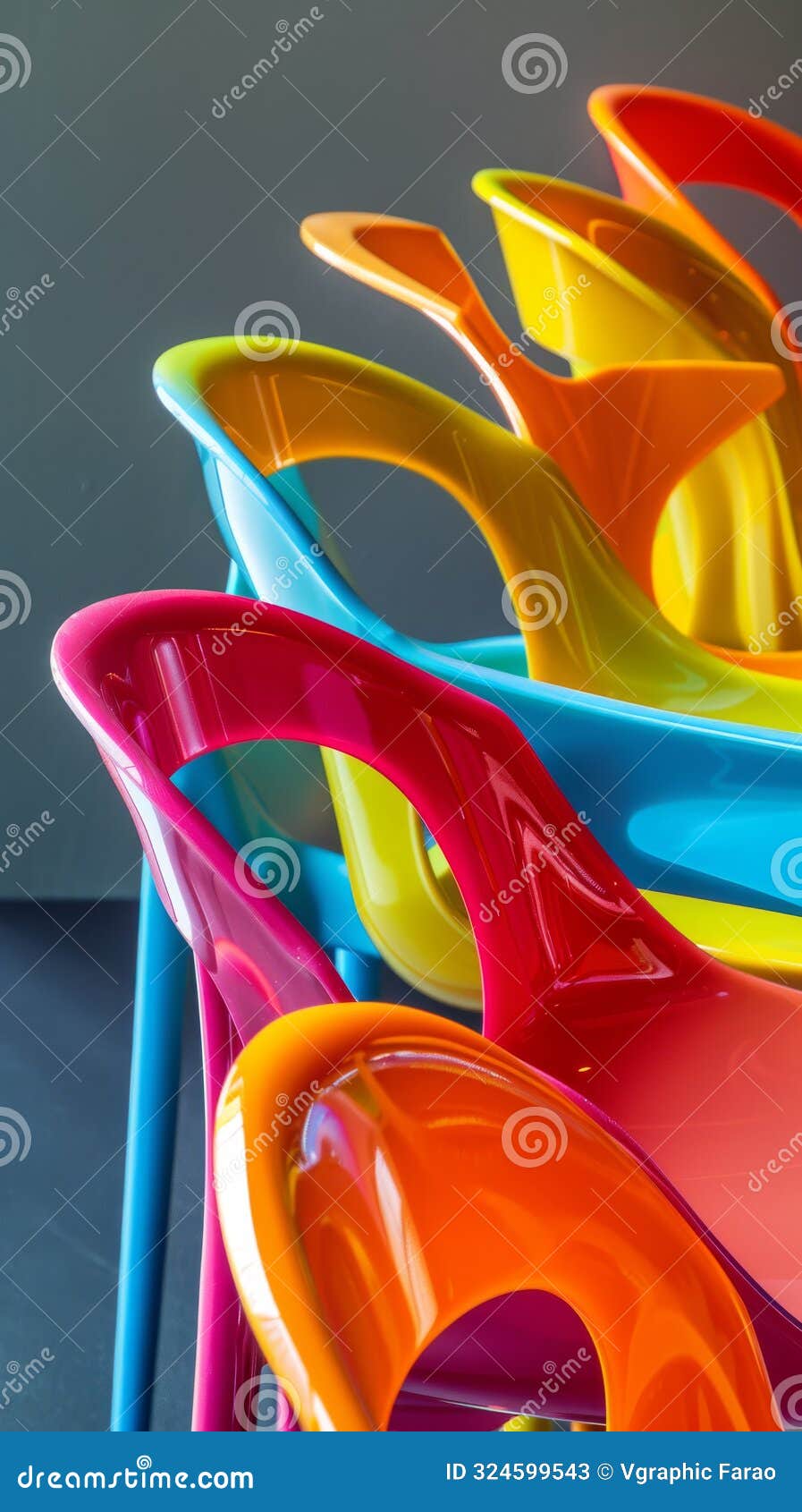 Close-up of Colorful Modern Plastic Chairs Stacked Together Stock Image ...