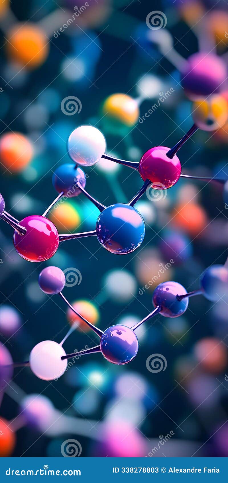 Close-up of a Colorful Molecular Structure Stock Illustration ...