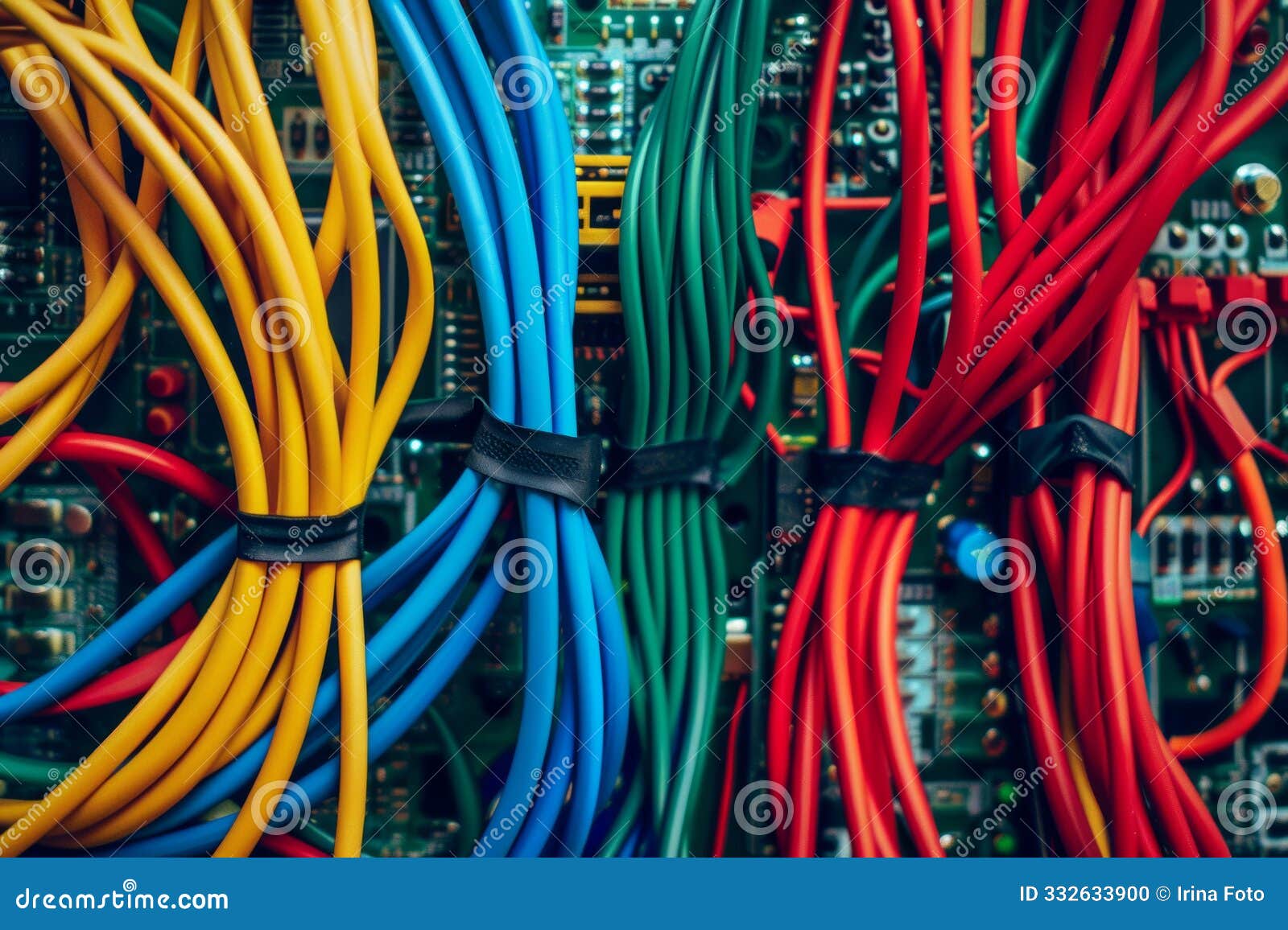 Close-up of Colorful Network Cables in a Server Setup Technology ...