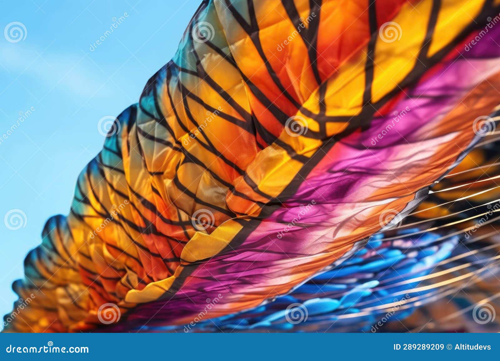 Close-up of Colorful Paraglider Wing in Flight Stock Image - Image of ...
