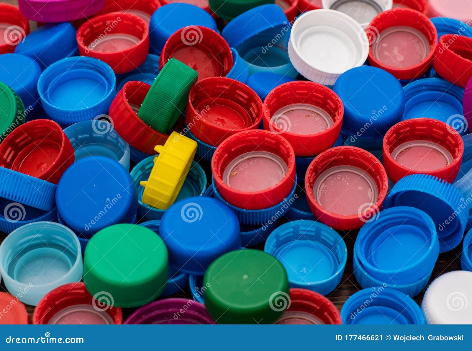 Close-up Colorful, Plastic Bottle Caps Stock Image - Image of green ...