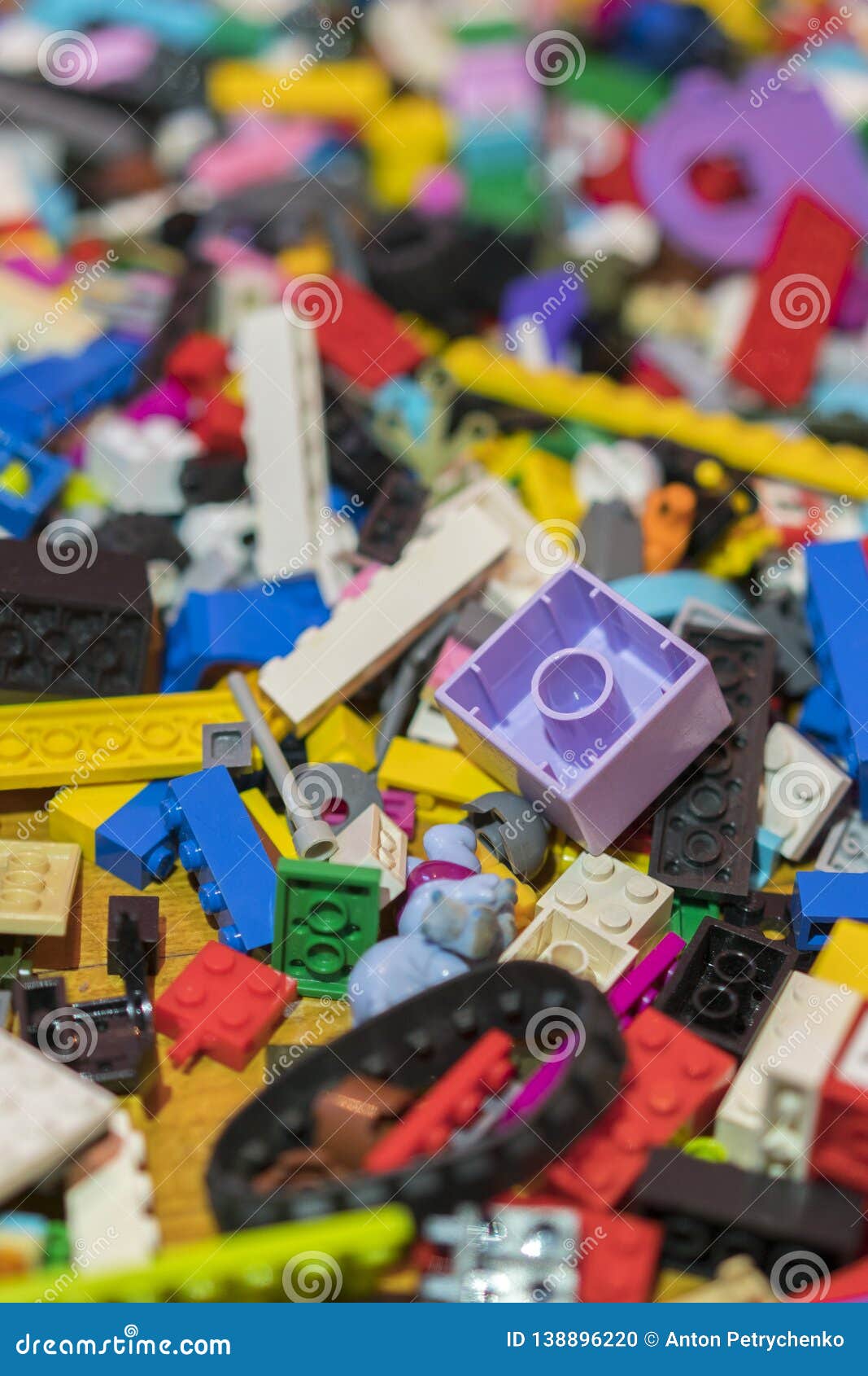 Close Up of Colorful Plastic Bricks on the Floor. Early Learning ...