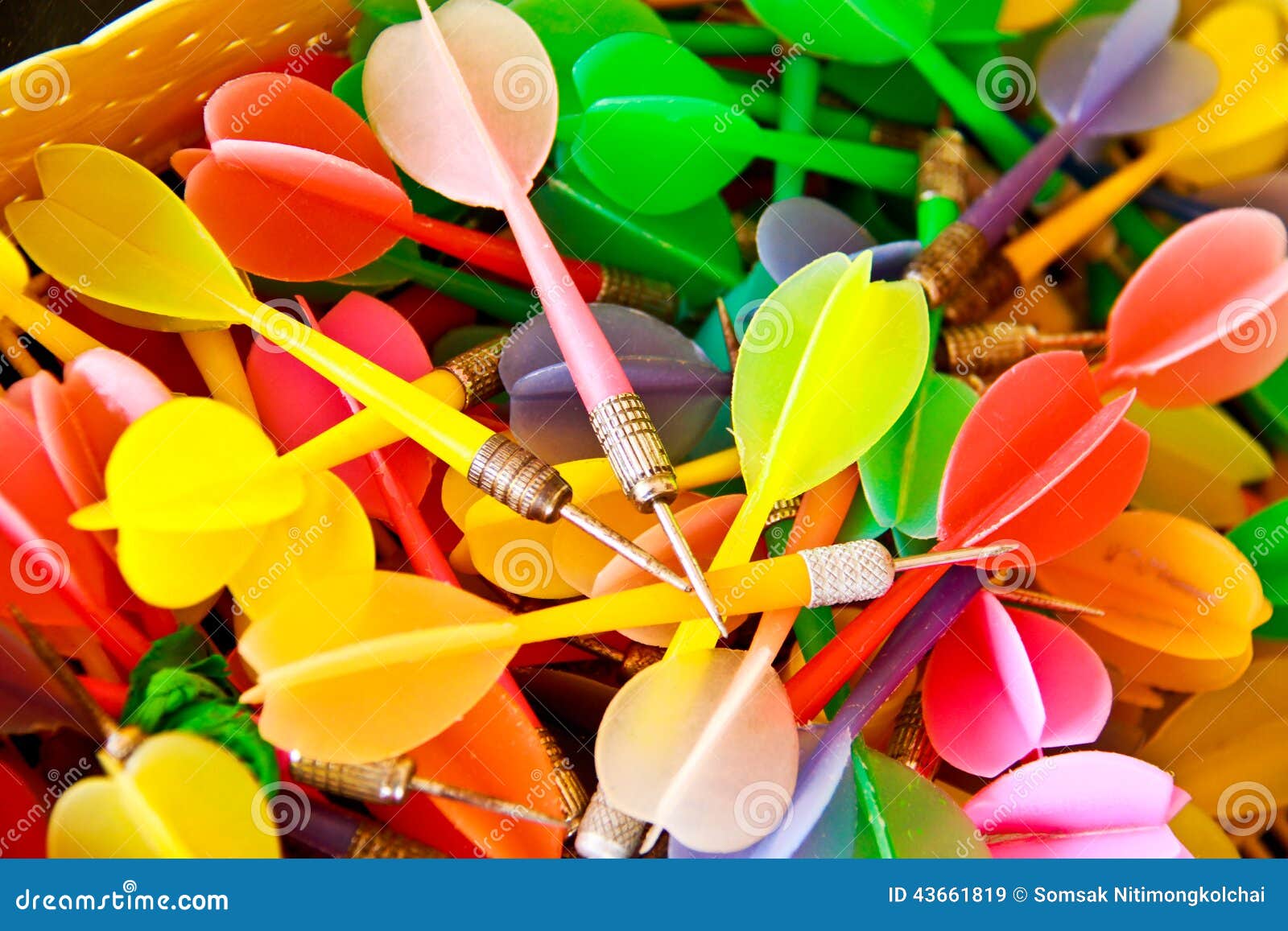 Close Up of Colorful Plastic Darts Stock Image - Image of background ...