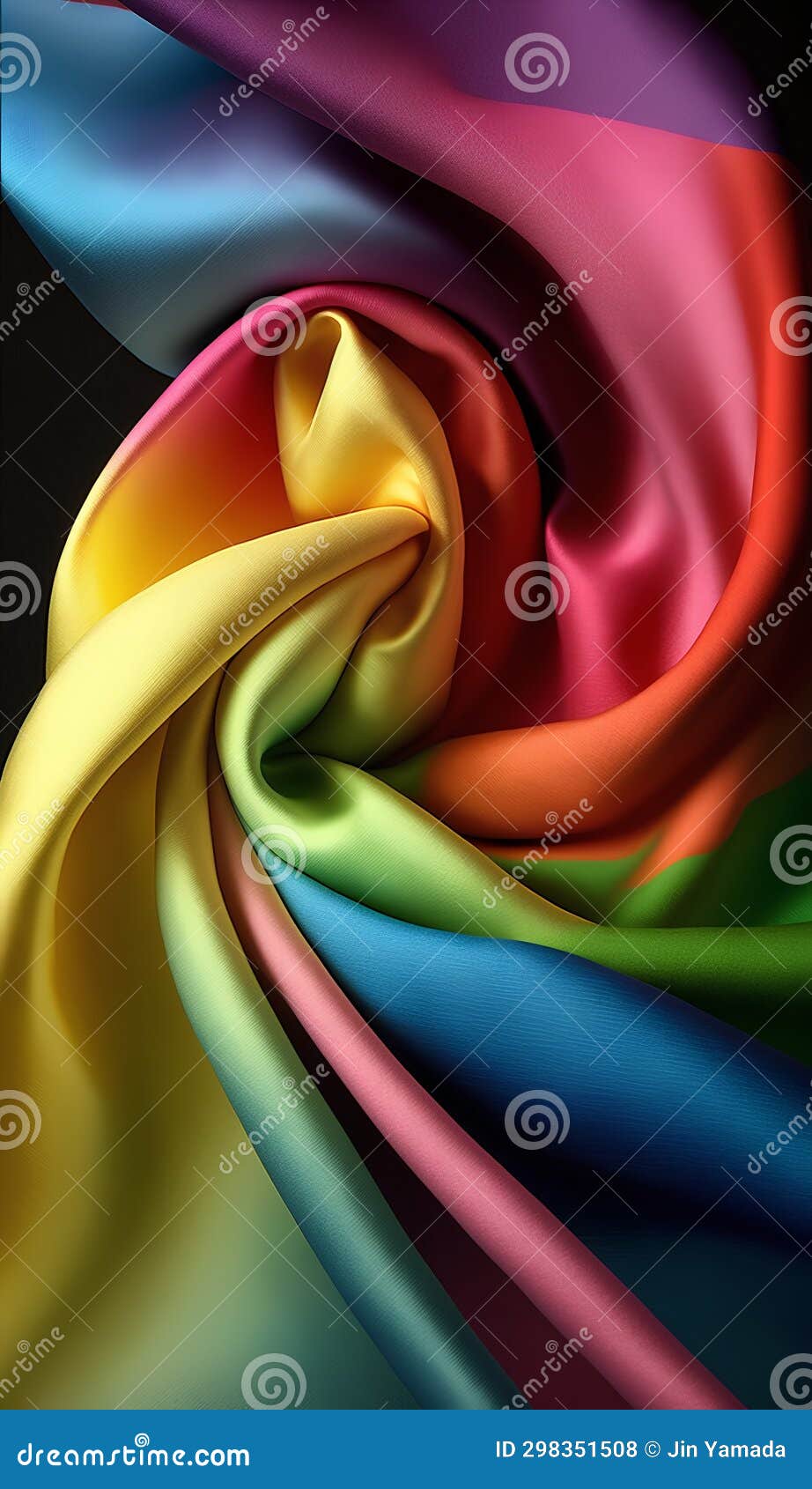Close Up of a Colorful Satin Fabric in the Shape of a Rainbow Stock ...