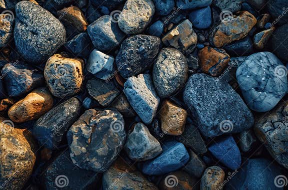 Close-up of Colorful Smooth River Rocks Stock Illustration ...