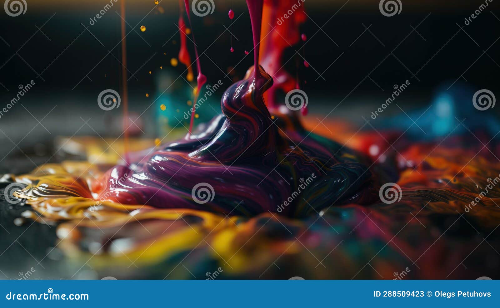 A Close Up of a Colorful Substance on a Surface with Paint Pouring Out ...