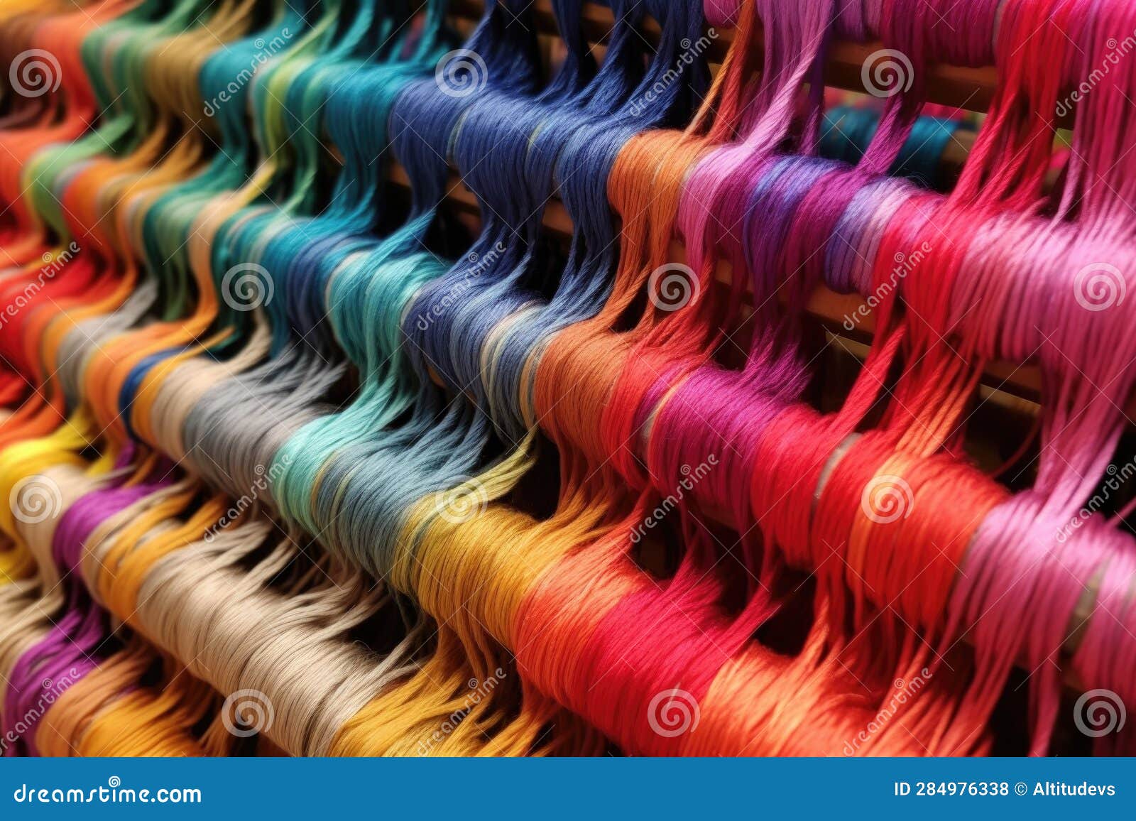 Close-up of Colorful Threads on Weaving Loom Stock Illustration ...