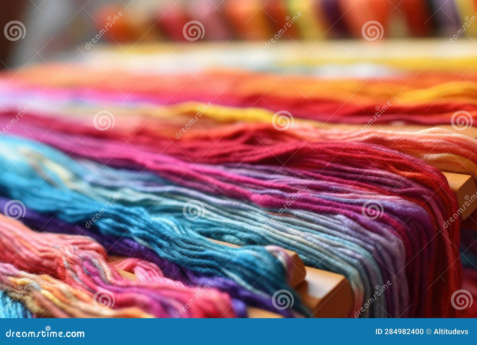 Close-up of Colorful Threads on a Weaving Loom Stock Illustration ...