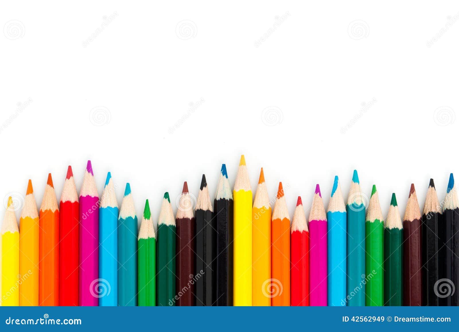 Close Up Colour Pencils Wave Shape Isolated on White Background Stock ...