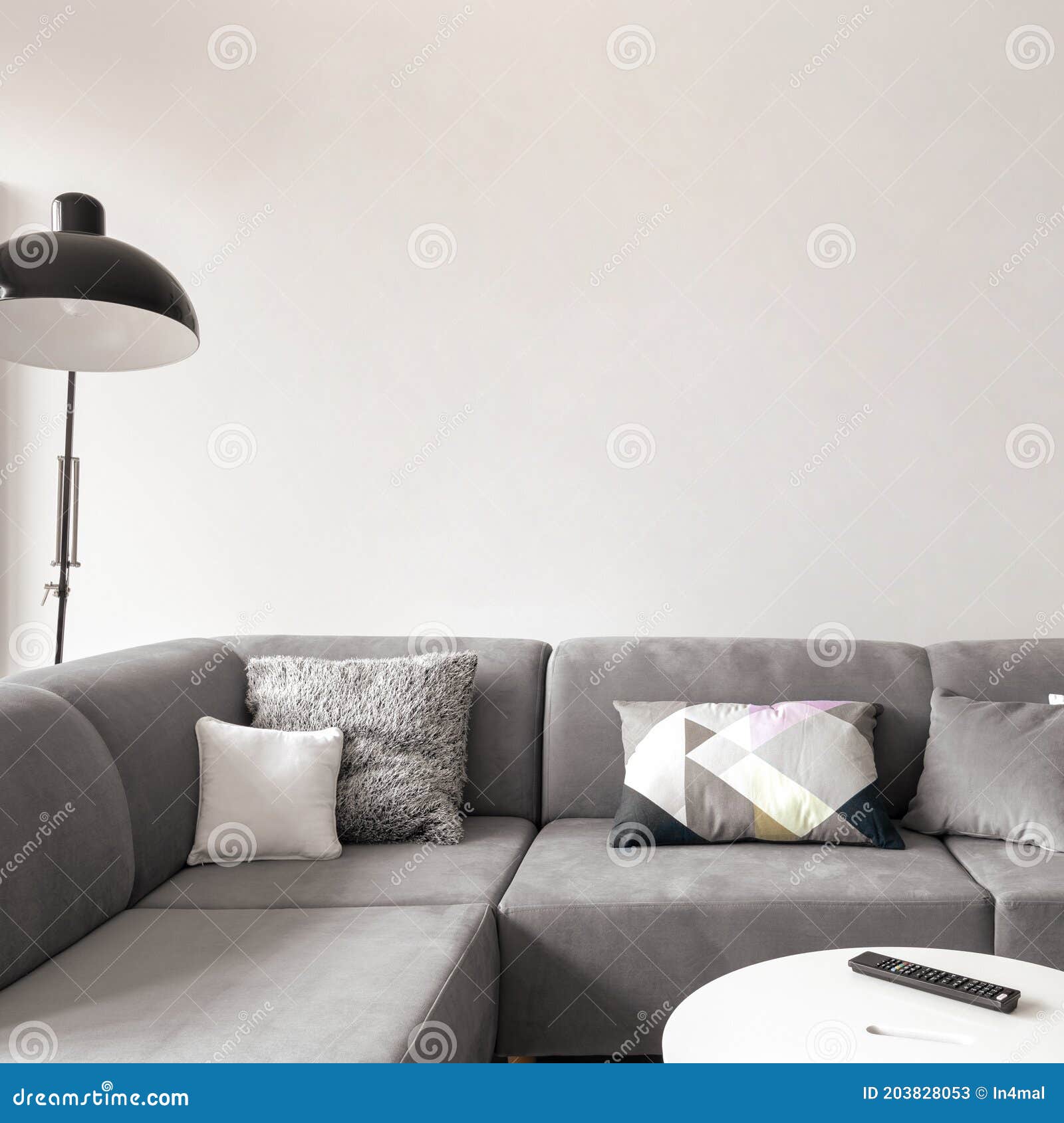 Close-up on Comfortable Corner Sofa Stock Image - Image of control ...