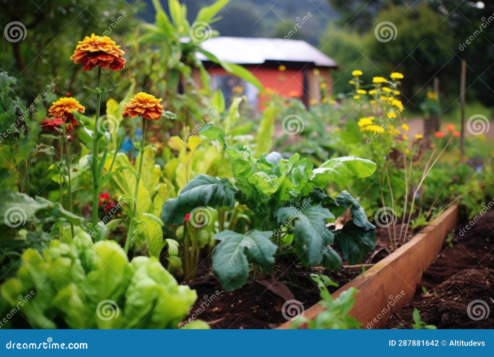 Close-up of Companion Planting in a Permaculture Plot Stock ...