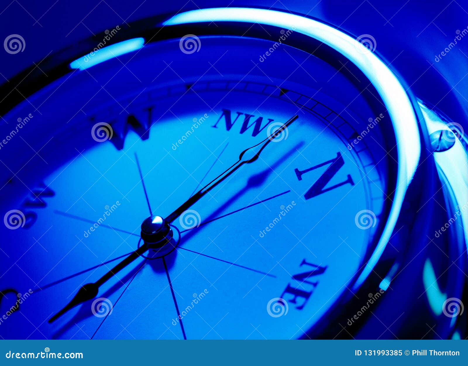 Close Up of a Compass with a Blue Tone Effect Stock Image - Image of ...
