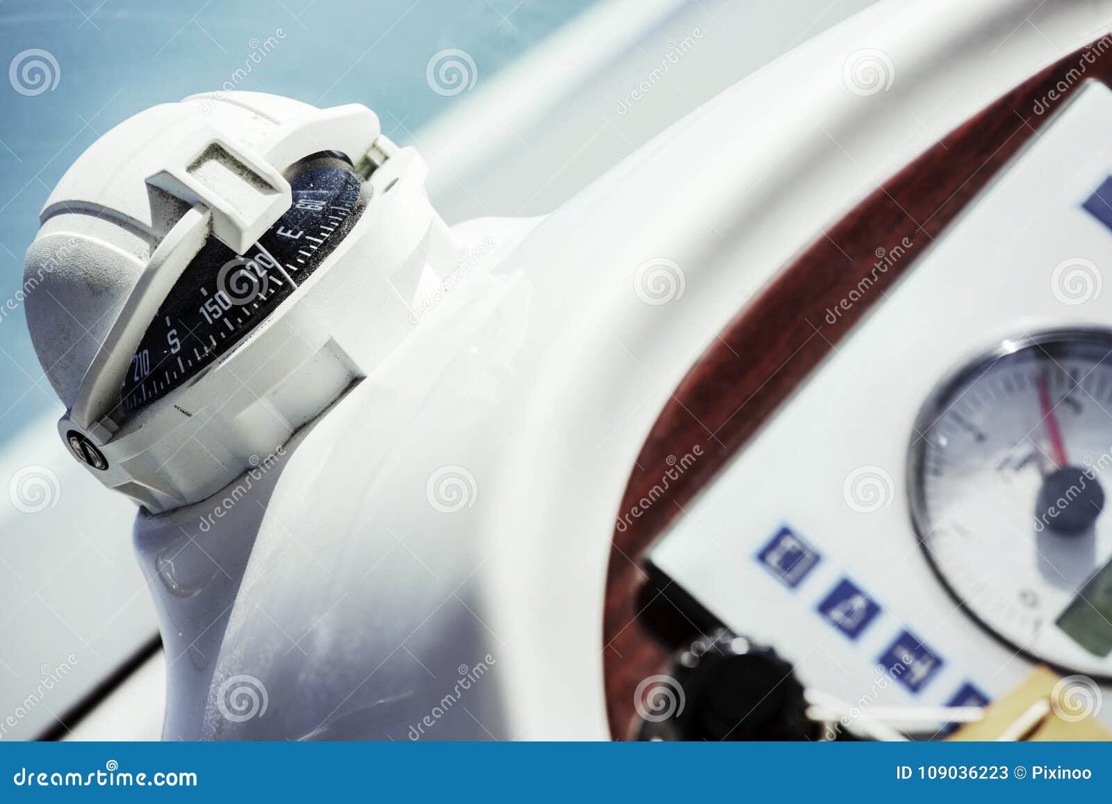 Compass Fixed on the Navigation Board of a Pleasure Boat Stock Image ...
