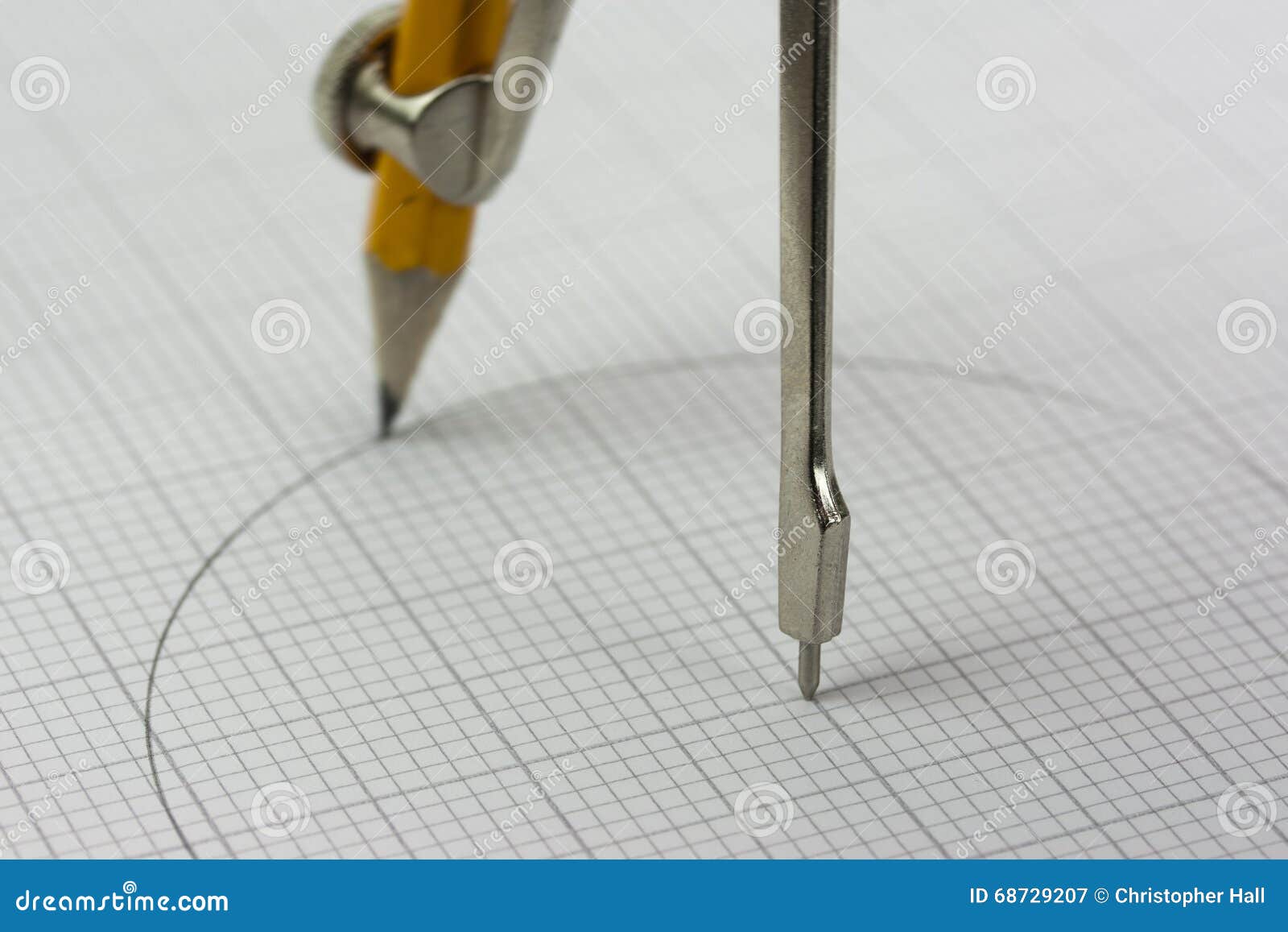 Close Up of a Compass on Graph Paper Stock Image - Image of geometric ...