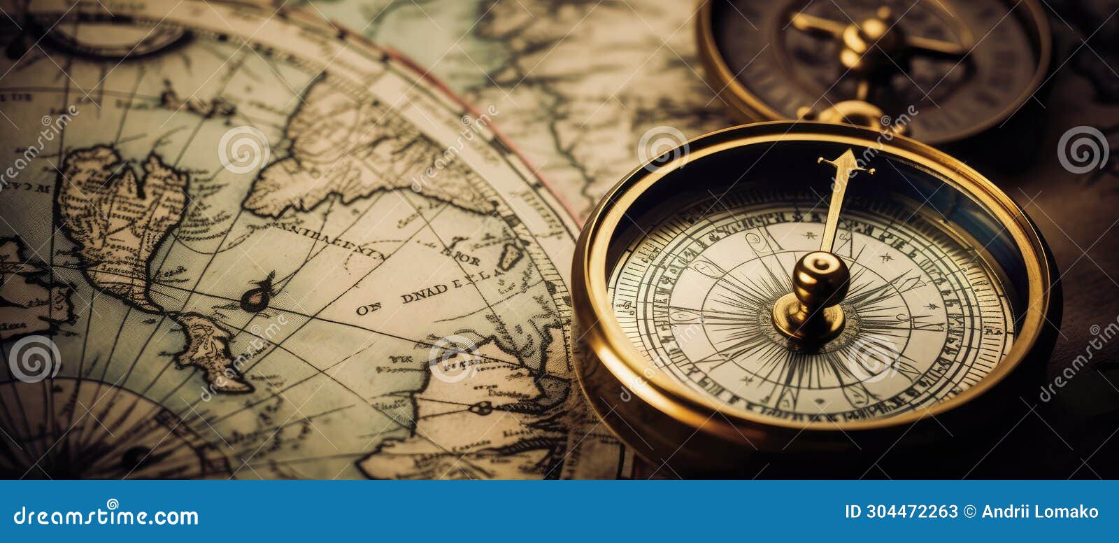 Close-Up of a Compass on a Map, Navigation and Orientation Tool for ...