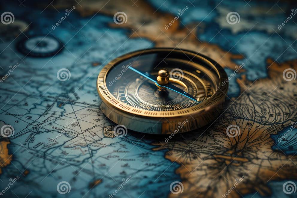 Close Up of a Compass on a Map, Suitable for Travel Concepts Stock ...