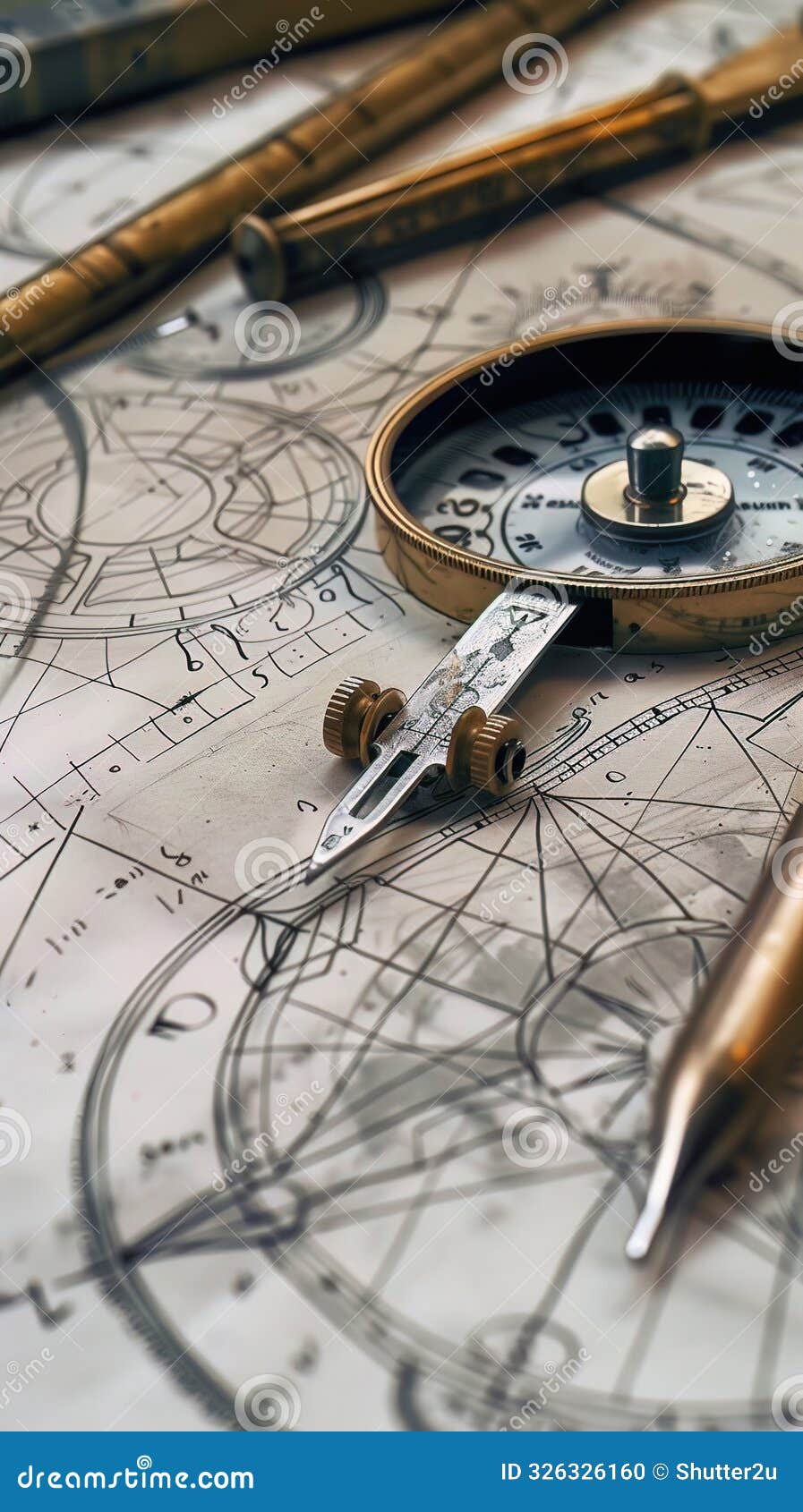 A Close Up of a Compass and Protractor Set on a Geometric Drawing Tools ...