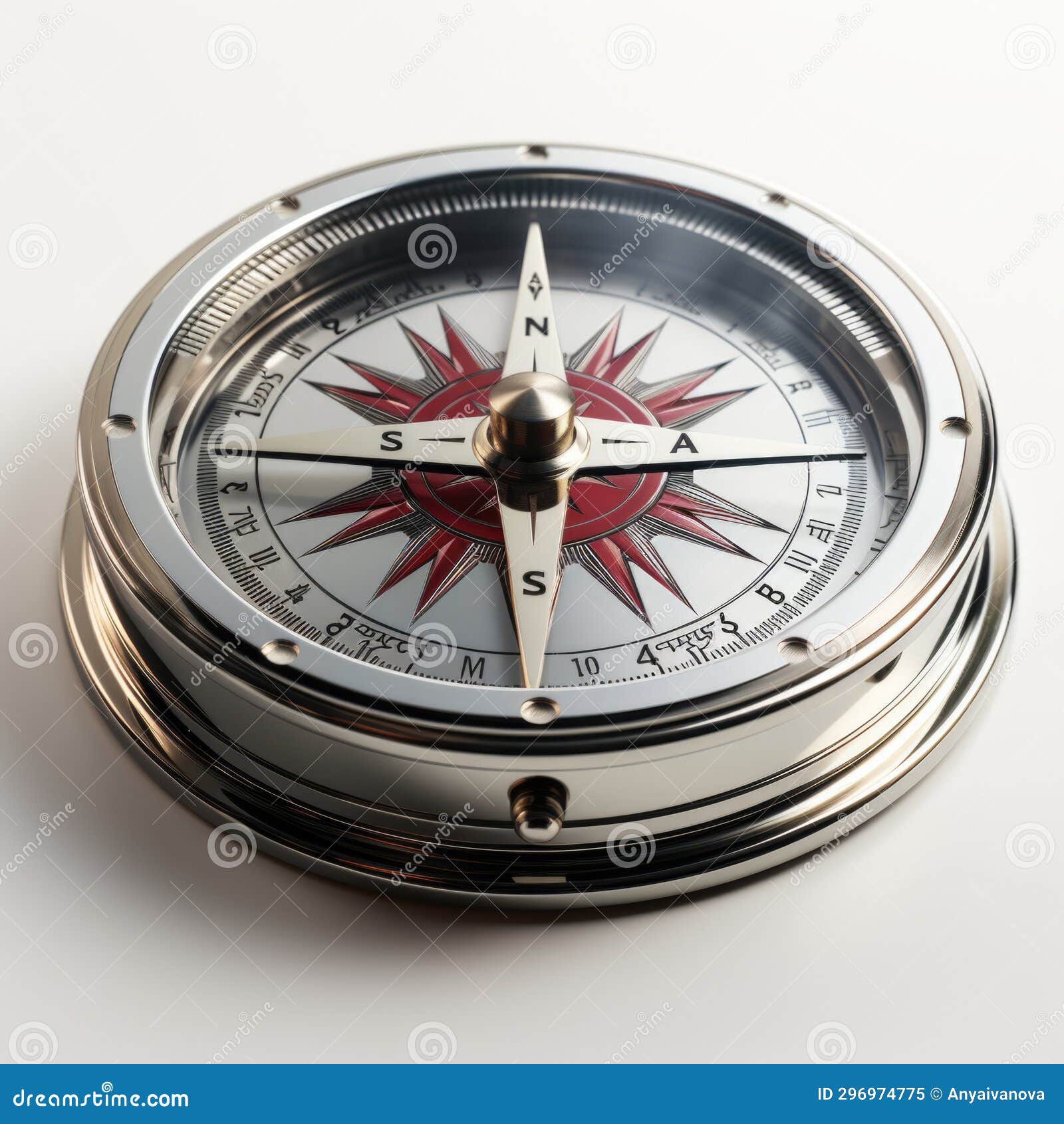 A Close Up of a Compass on a Table, Clipart on White Background Stock ...