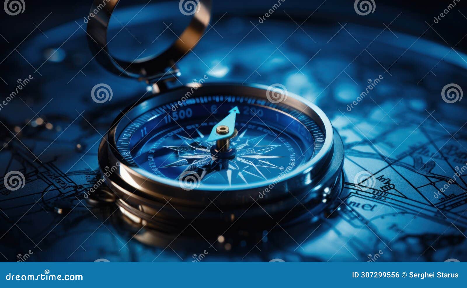 A Close Up of a Compass on Top of a Map, AI Stock Photo - Image of ...
