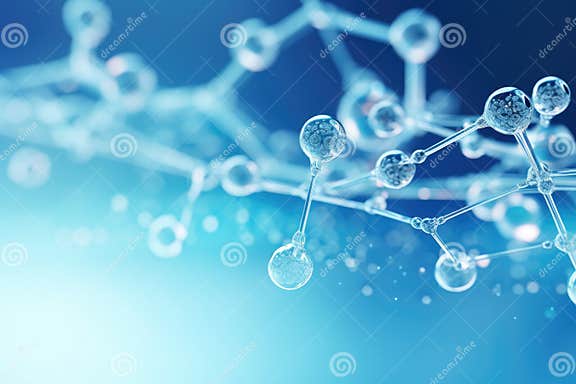 Close-up of a Complex Molecule of Water on a Blue Background Stock ...