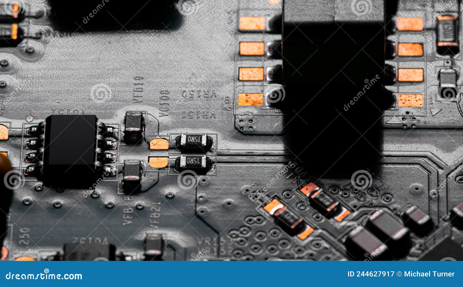 Close Up of Components and Microchips on PC Circuit Board Stock Image ...