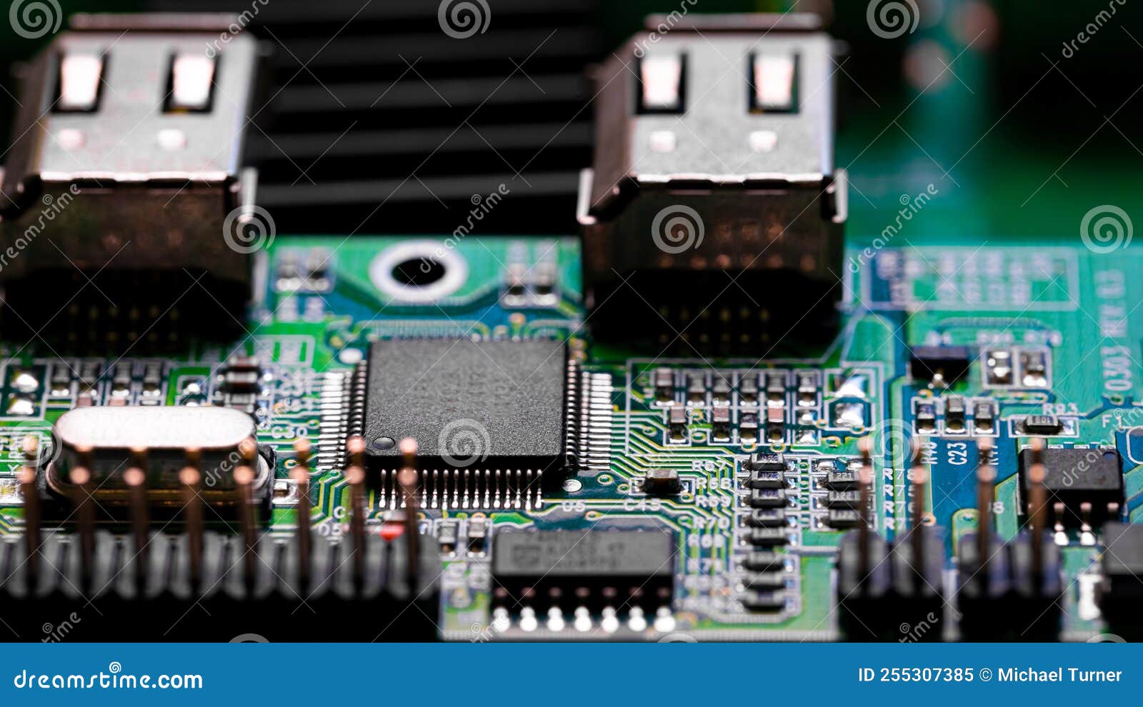 Close Up of Components and Microchips on PC Circuit Board Stock Image ...