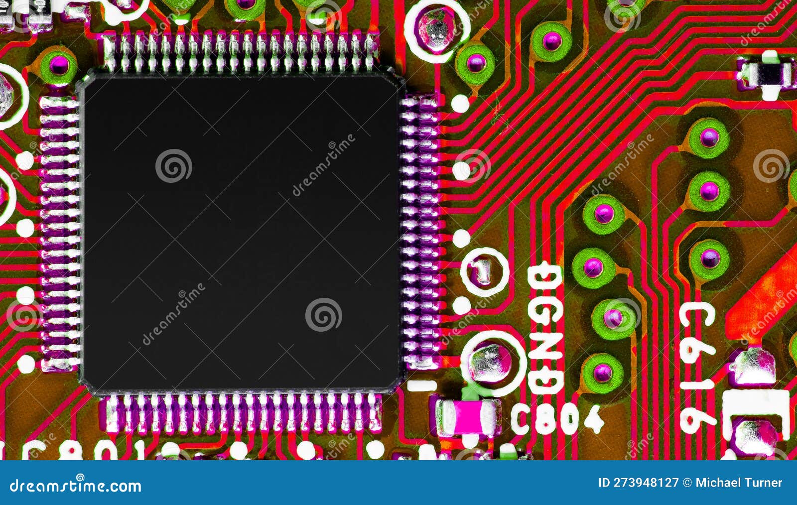 Close Up of Components and Microchips on PC Circuit Board Stock ...