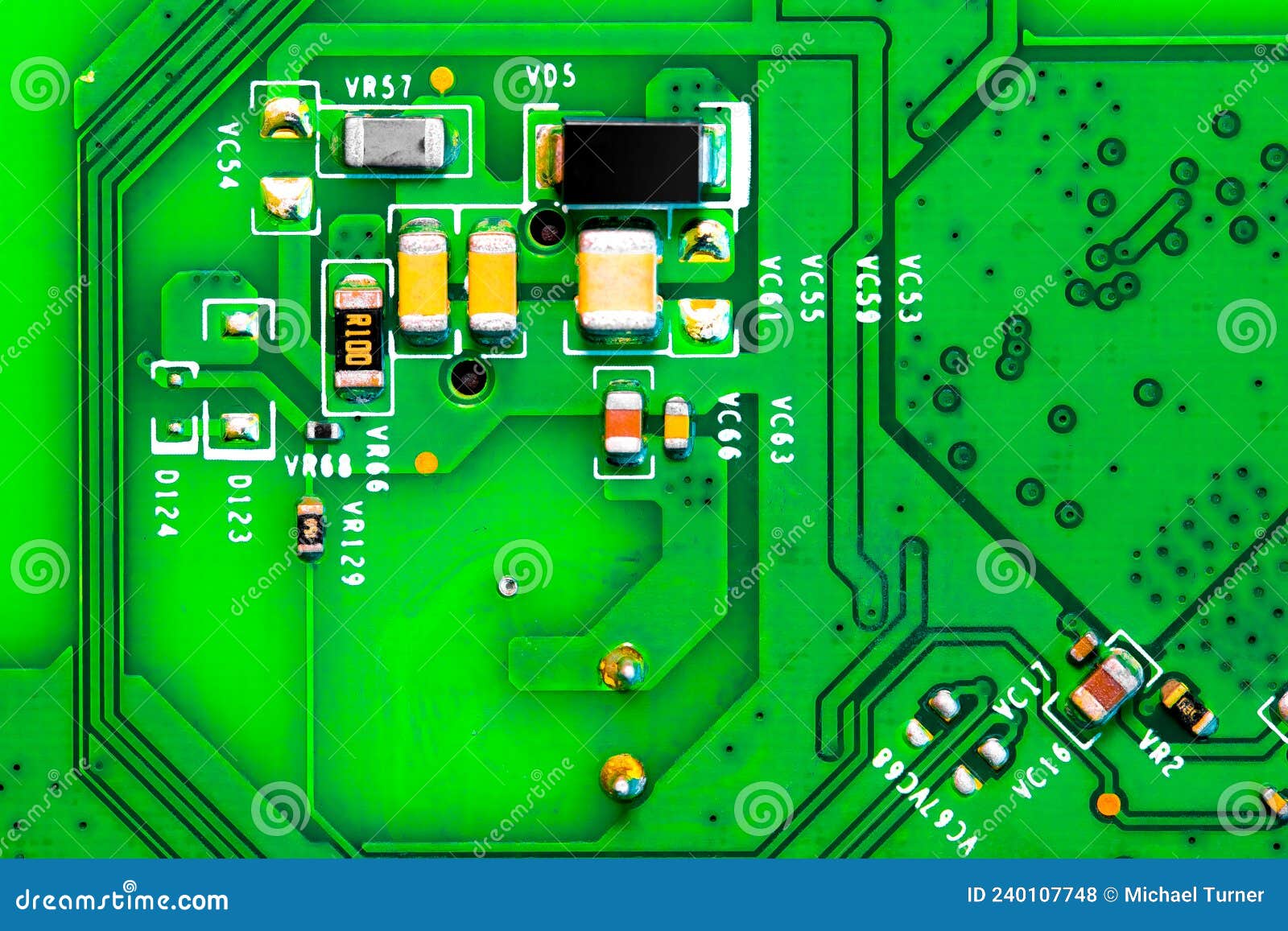 Close Up of Components and Microchips on PC Circuit Board Stock Photo ...