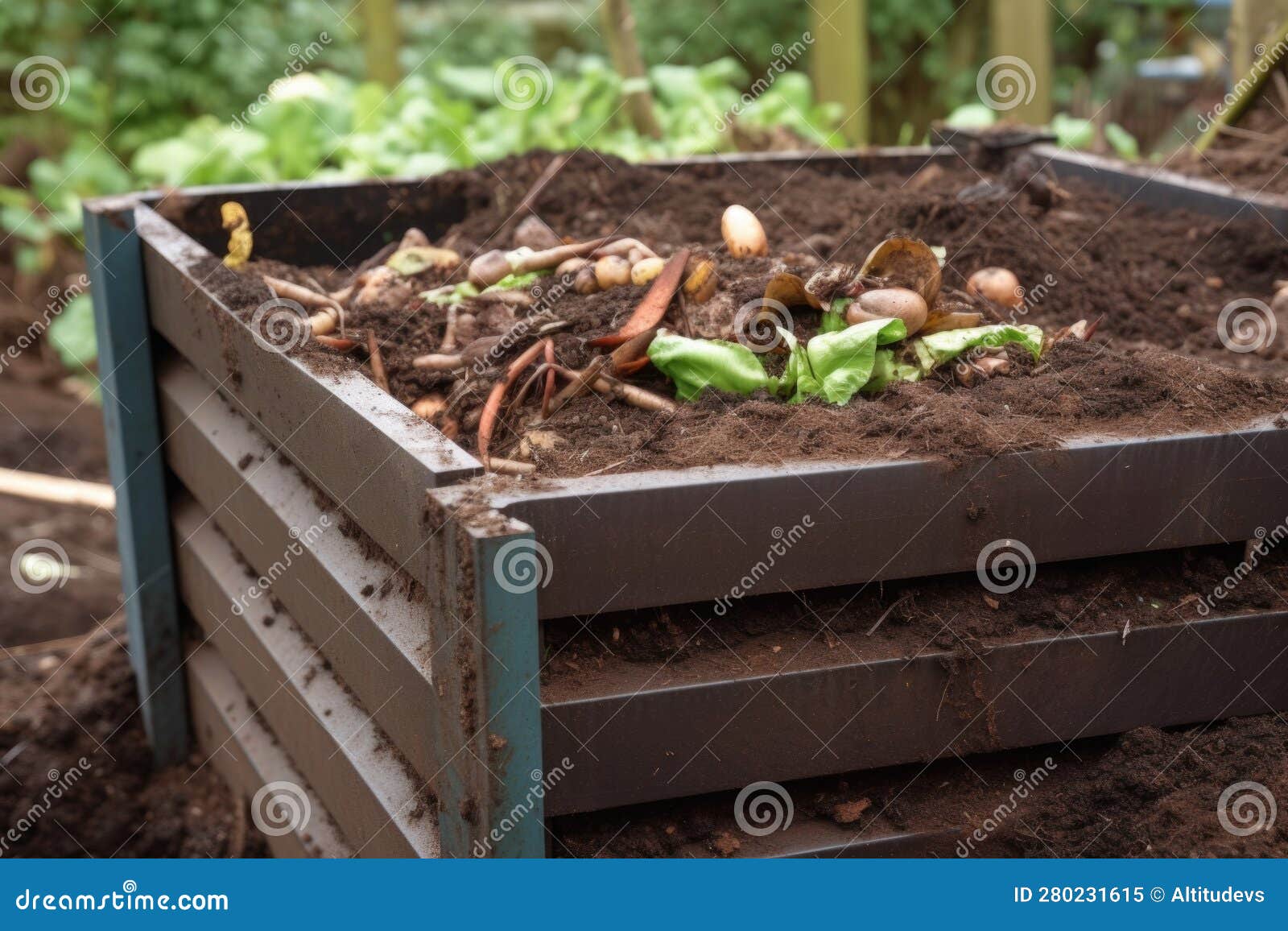 Close-up of Composting Bin, with Rich and Nutrient-rich Soil Visible ...