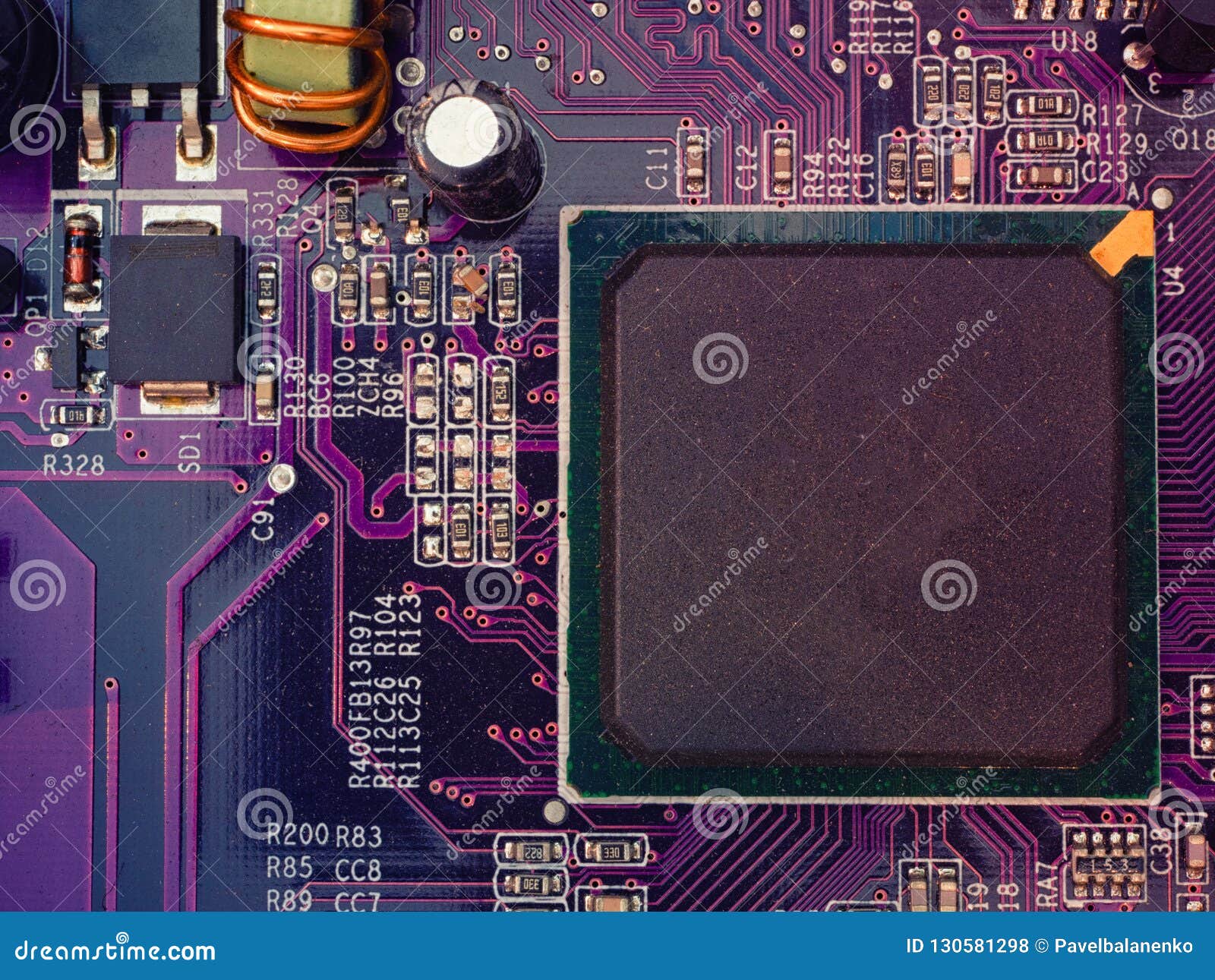 Close Up of Computer Chip on Board Stock Photo - Image of lane, space ...