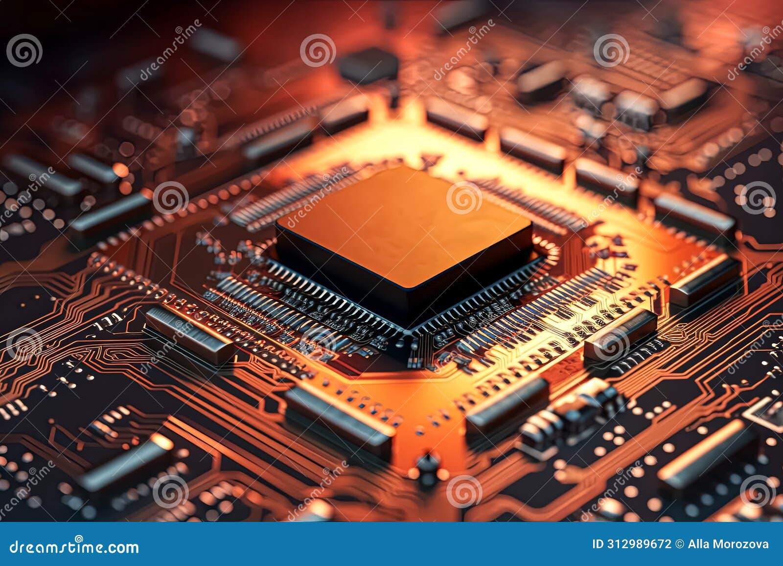A Close Up of a Computer Chip with a Gold Colored Border. Stock Photo ...