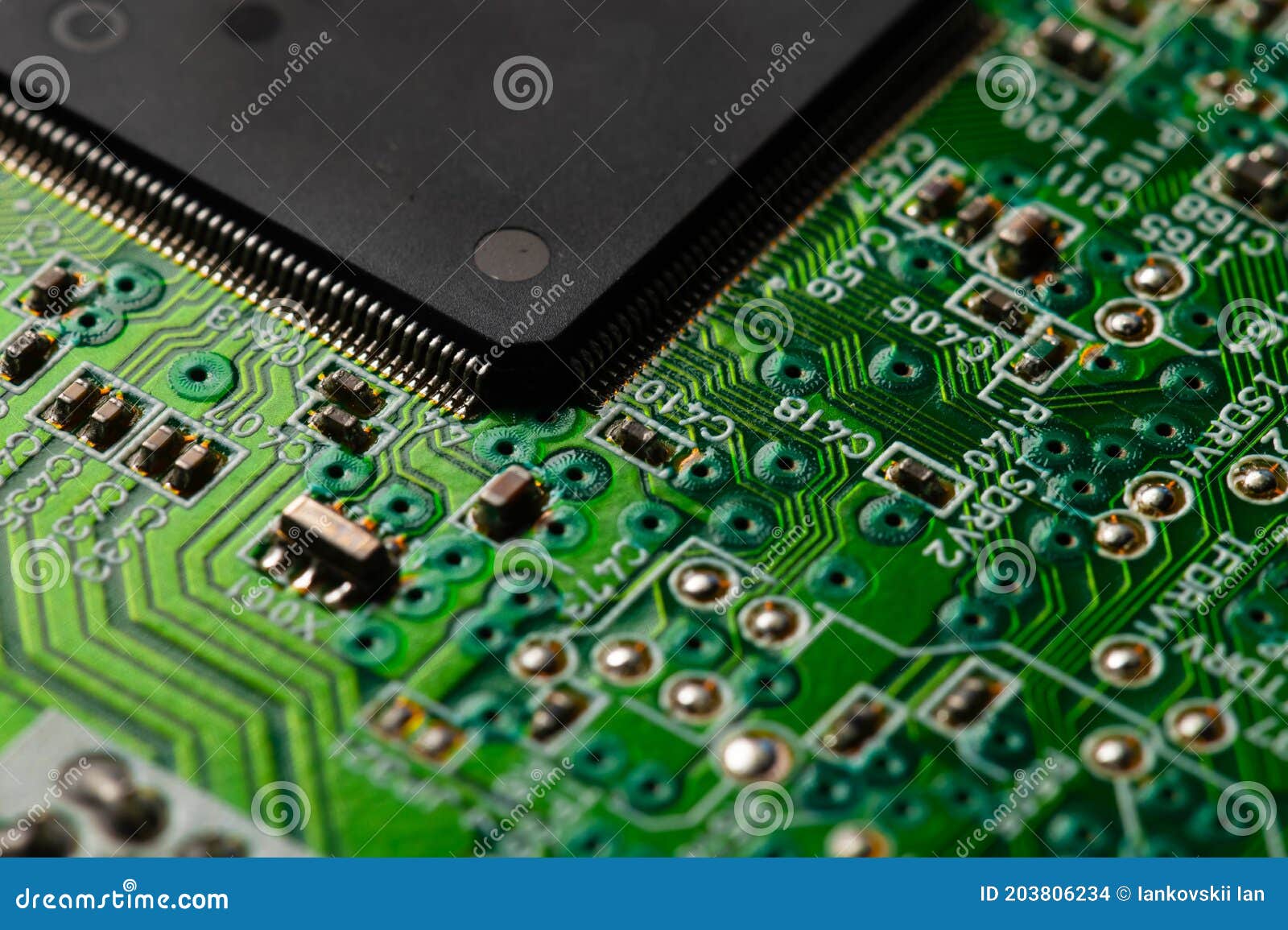 Close-up of Computer Chip on Green Pc Motherboard Microchip Stock Photo ...