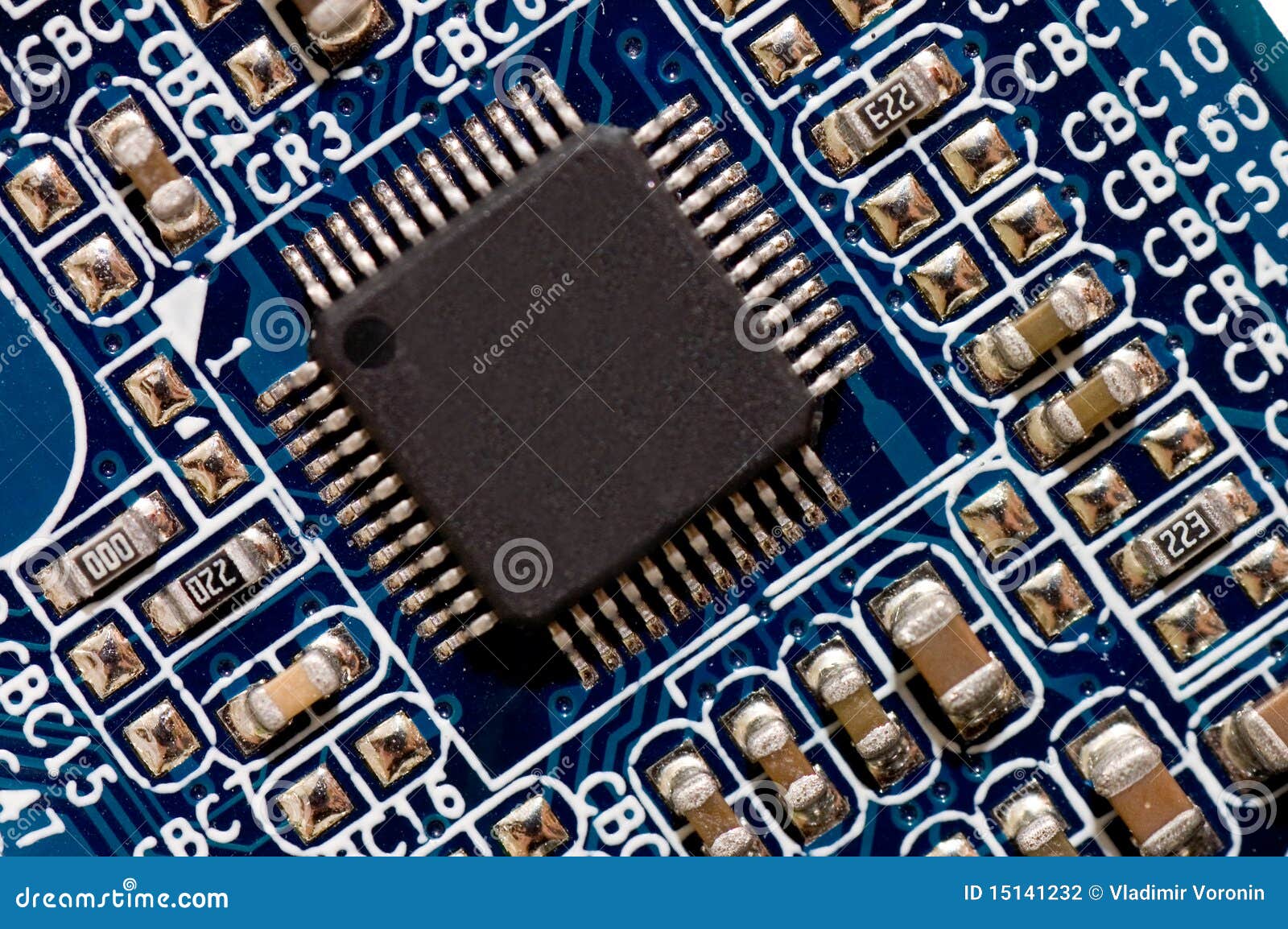 Close Up of Computer Circuit Board in Blue Stock Photo - Image of ...
