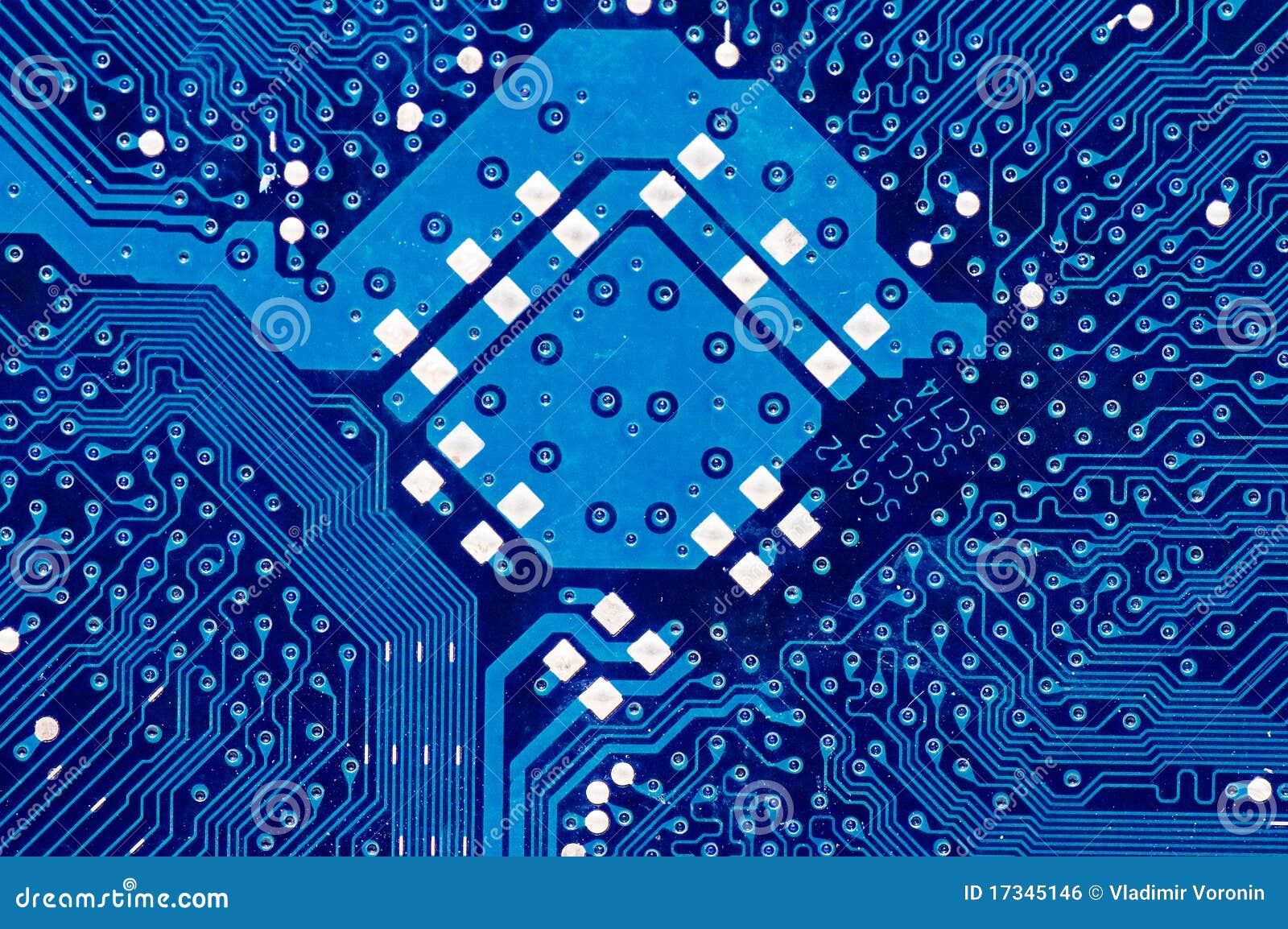 Close Up of Computer Circuit Board in Blue Stock Photo - Image of ...